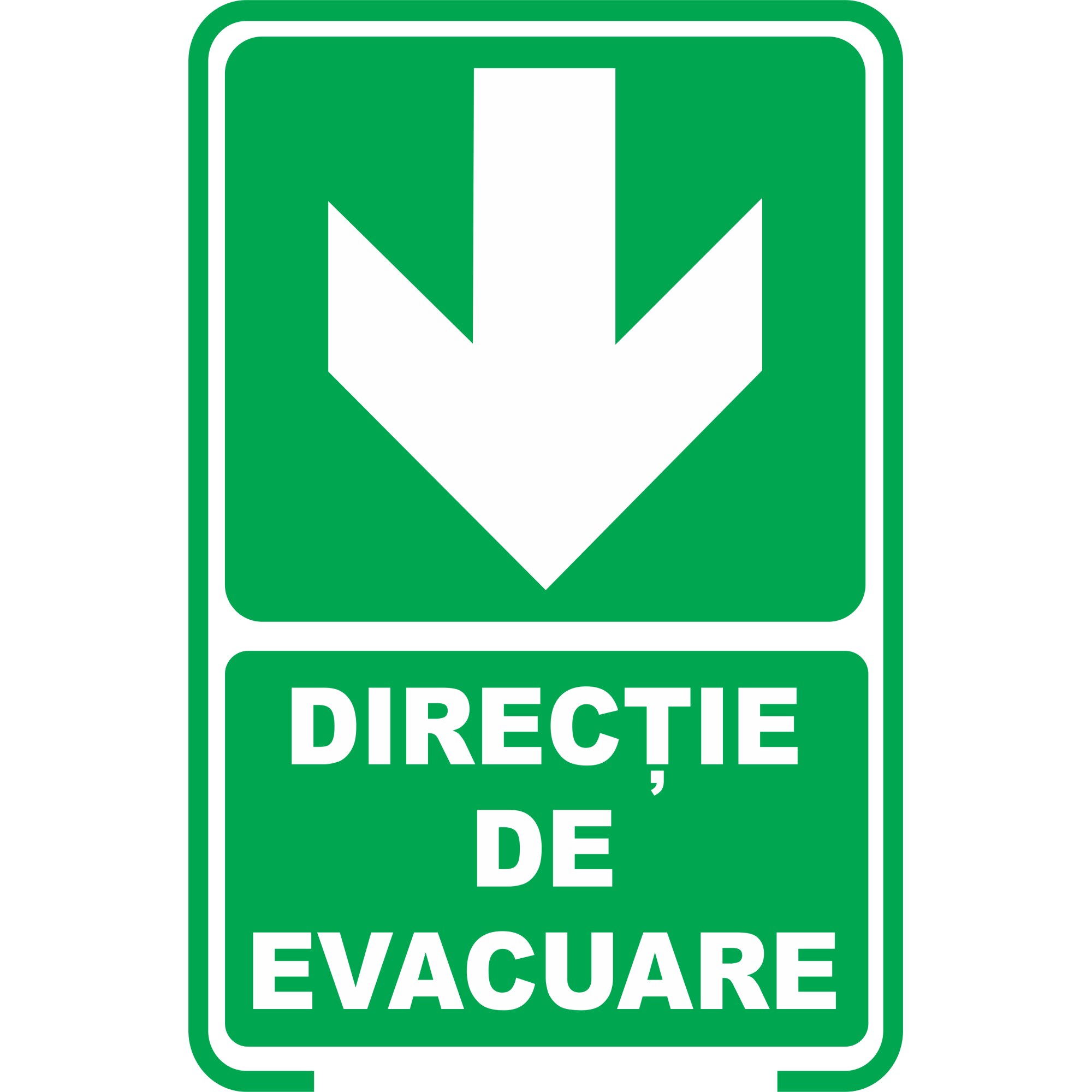 Semn Indicator, Directie de Evacuare Sageata Jos, Autocolant Printat ...