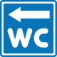 Semn Indicator, WC Sageata Stanga, Placa compacta PVC, 20x20 cm - eMAG.ro
