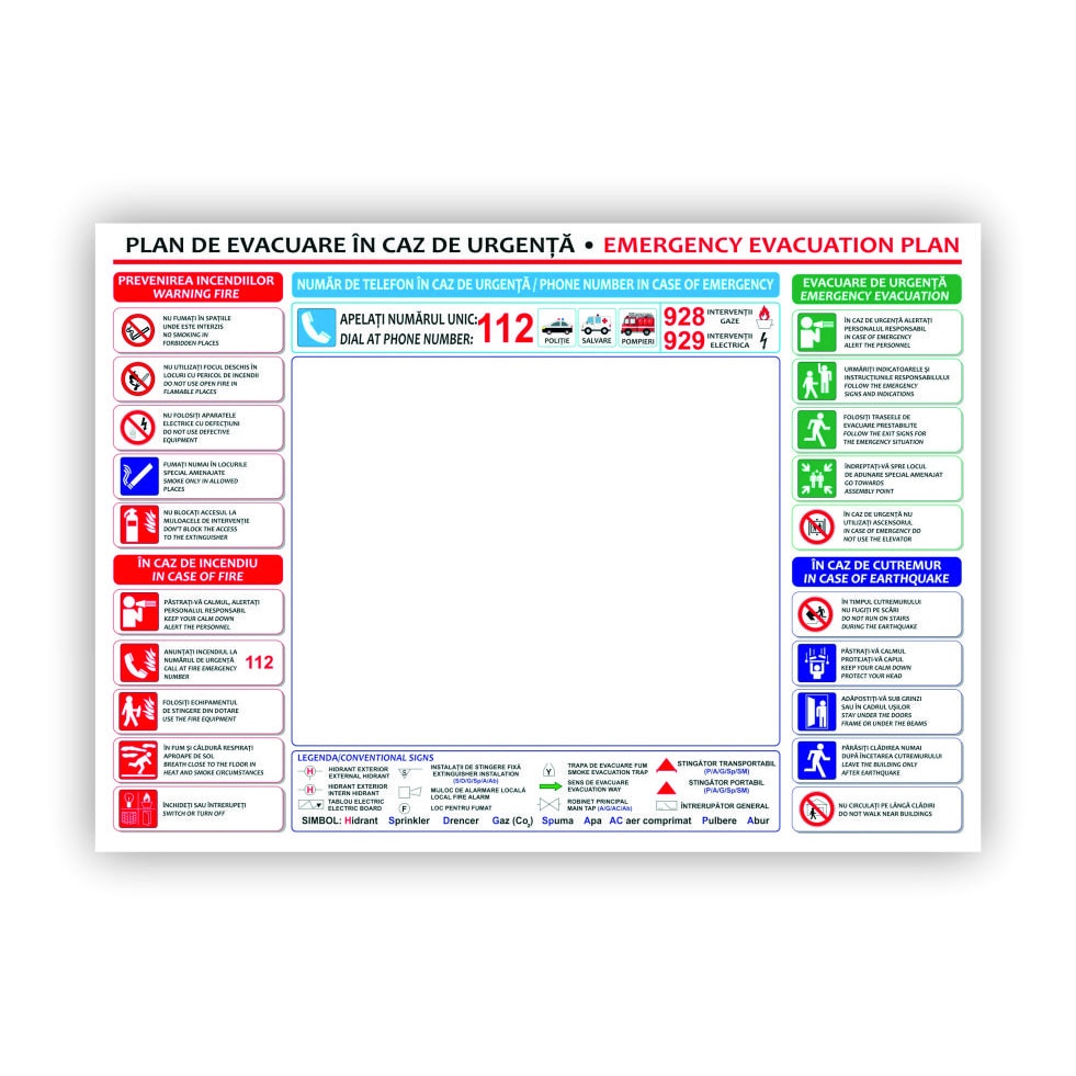 Semn Indicator, Plan de Evacuare in Caz de Urgenta, Placa Aluminiu ...