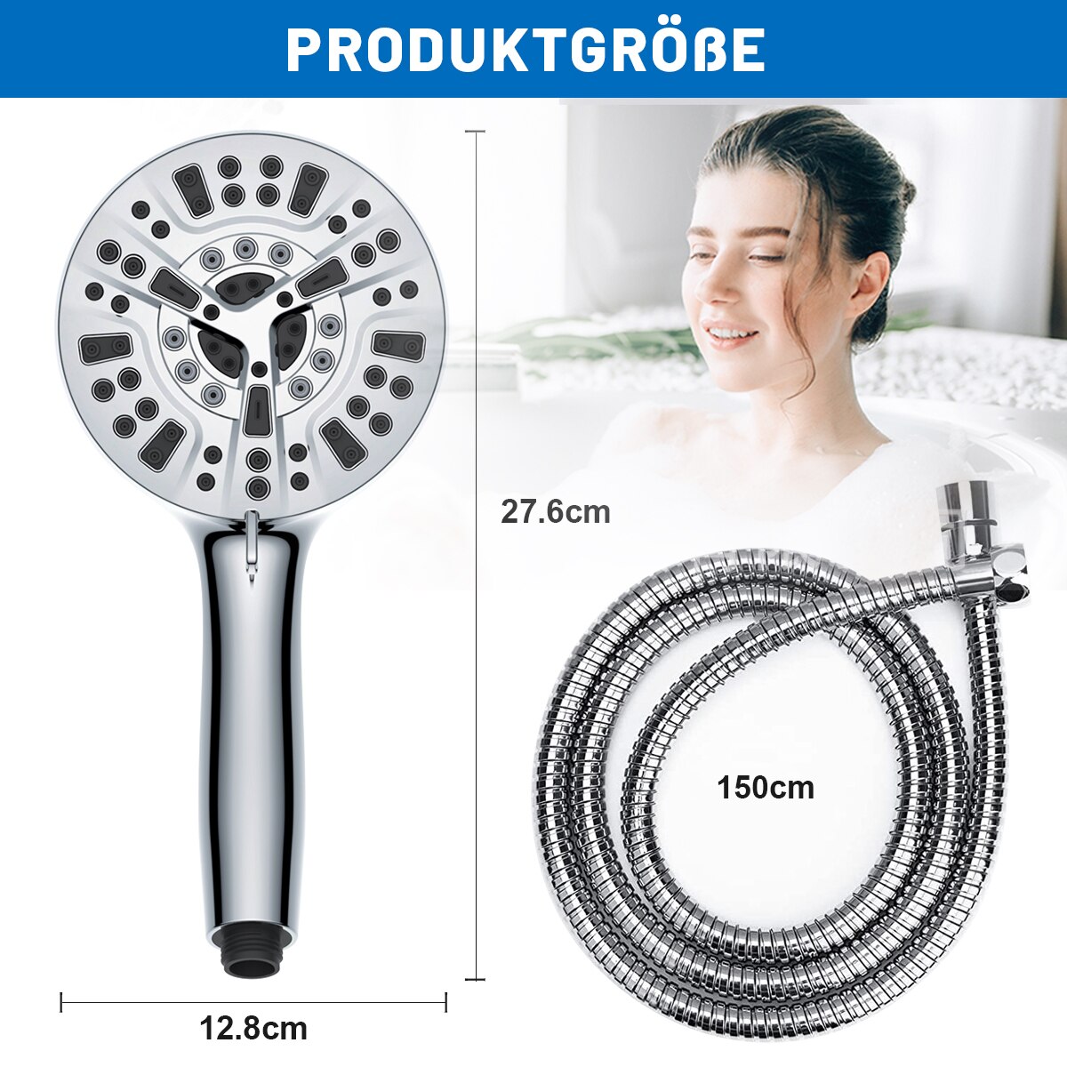 Set dus, ABS/Inox, 1.5m, Argintiu - eMAG.ro