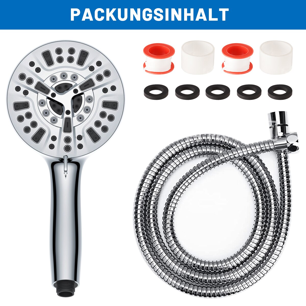Set dus, ABS/Inox, 1.5m, Argintiu - eMAG.ro
