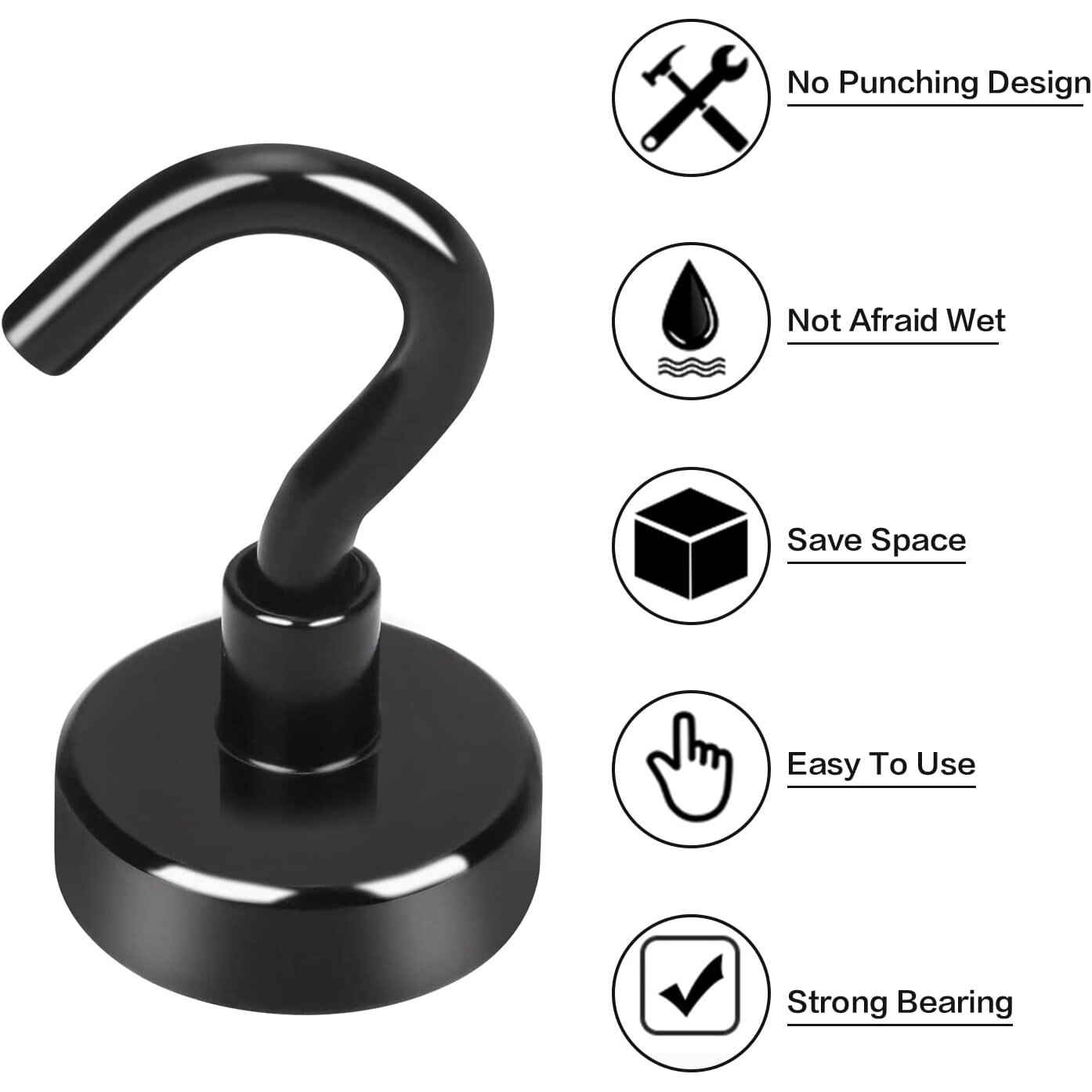 Set 4 carlige haine, Fier/Metal, Magnetic, Negru - eMAG.ro