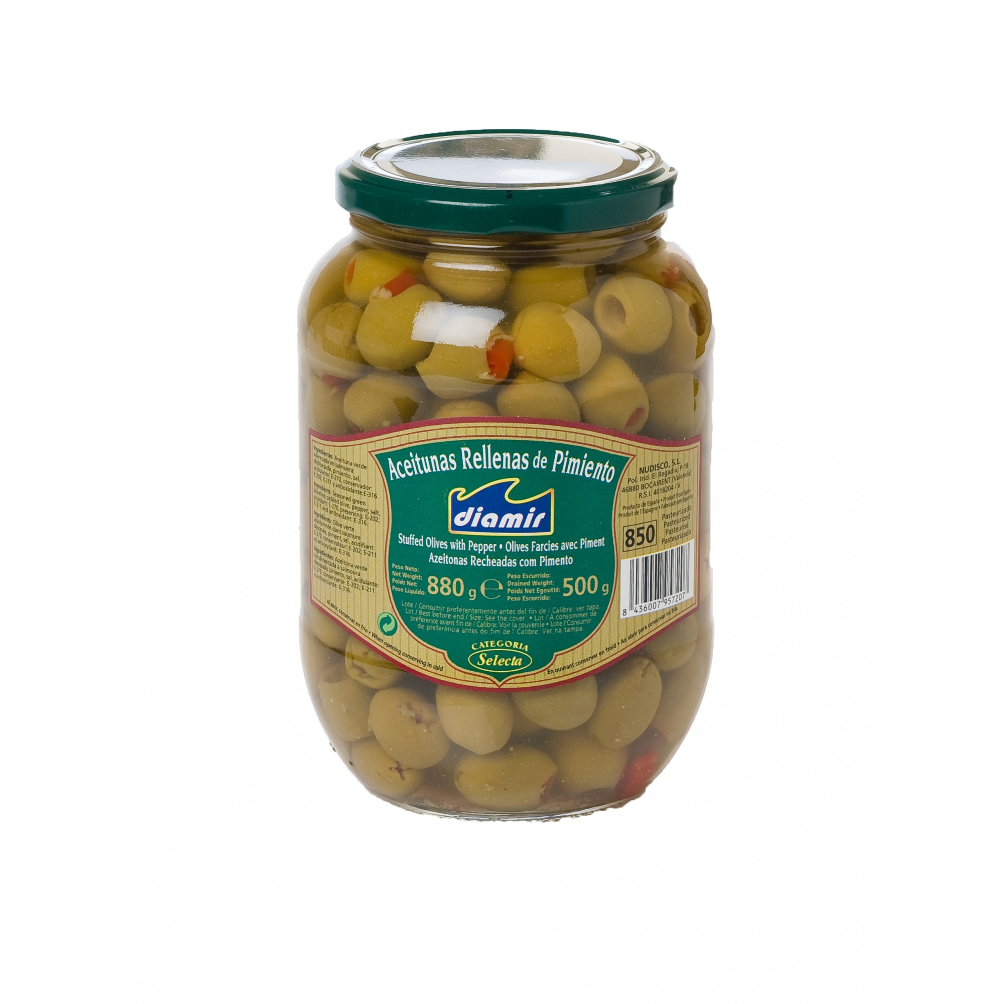 Masline verzi umplute cu ardei, 835g - eMAG.ro