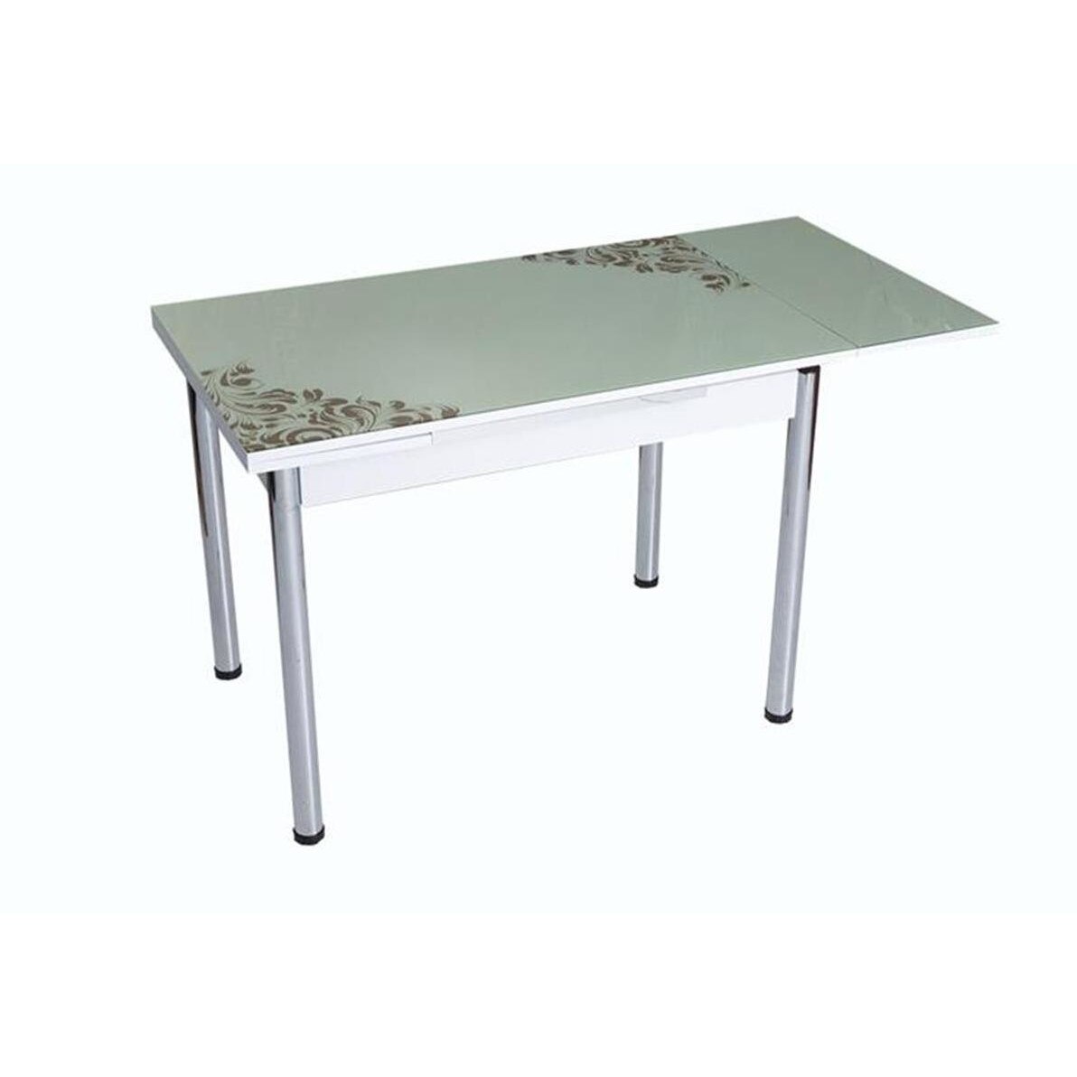 Masa extensibila sticla/pal desen crem cu flori maro - eMAG.ro