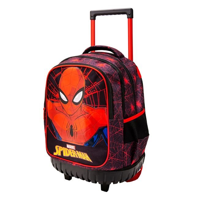 Ghiozdan troler copii, model Spiderman, Negru, 29x21x50 cm - eMAG.ro