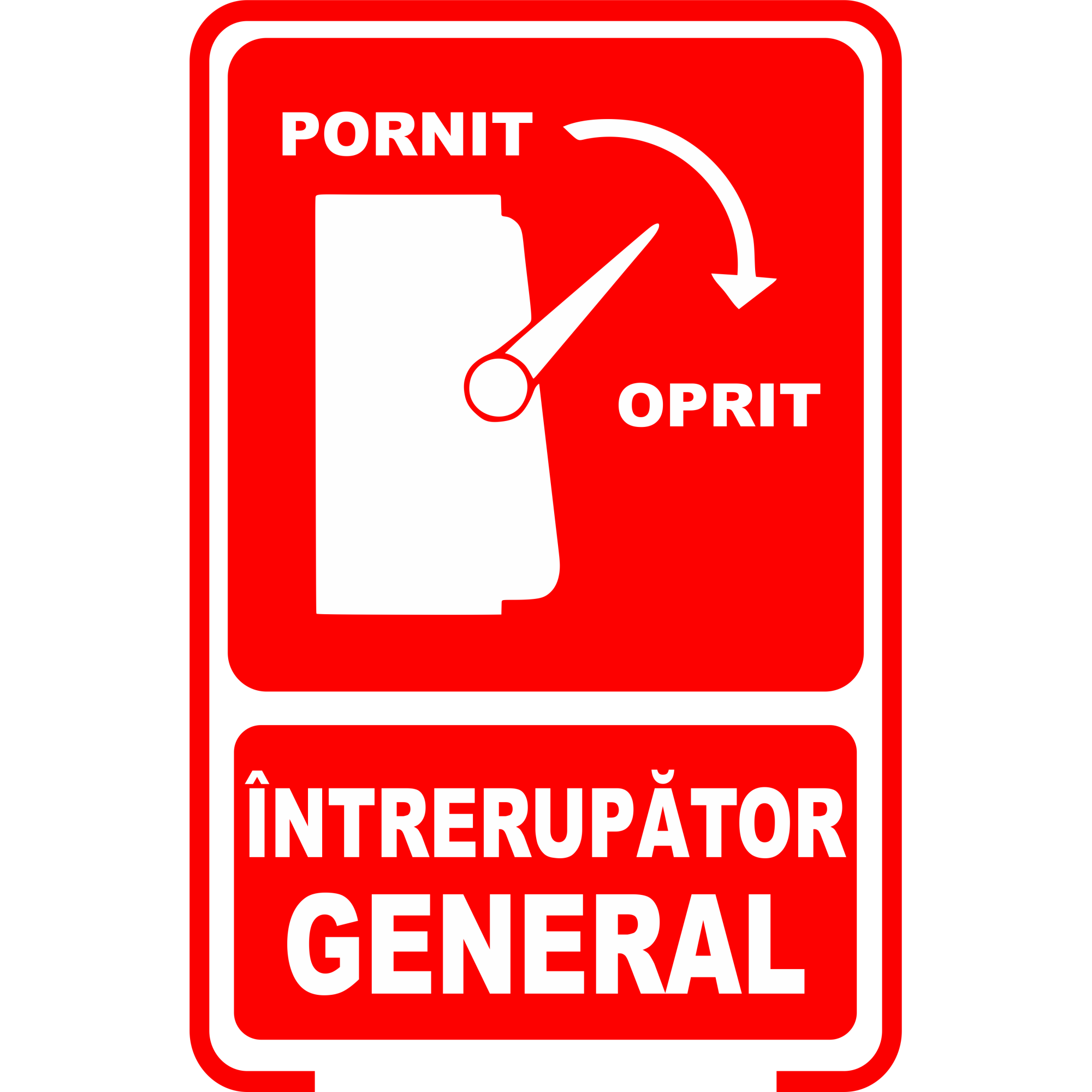 Semn Indicator, Intrerupator General, Placa compacta PVC, 10x15 cm ...