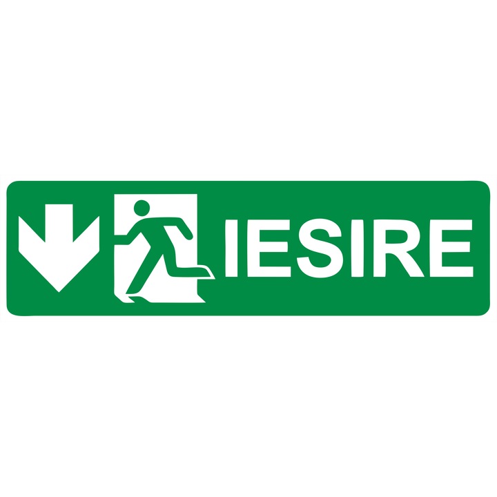 Semn Indicator, Iesire Sageata Jos, Placa compacta PVC, 30x10 cm - eMAG.ro