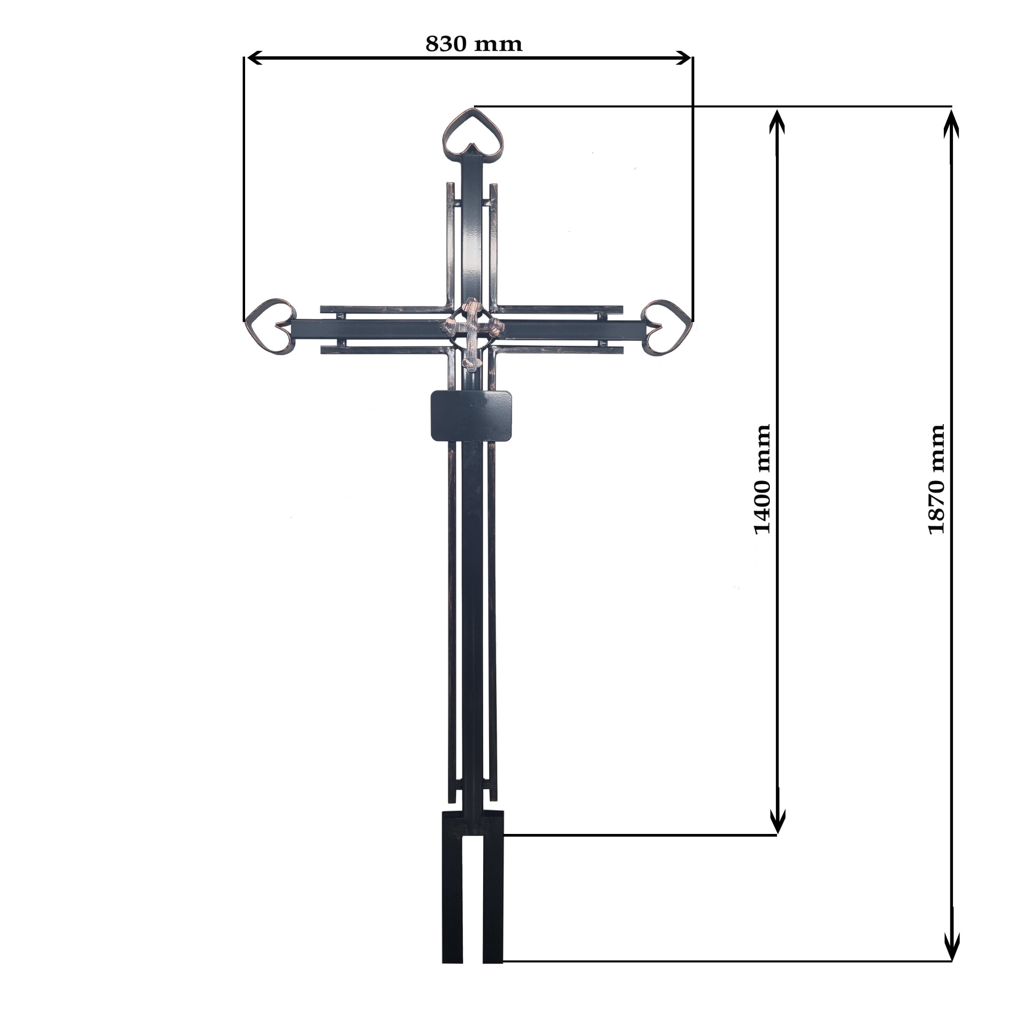 Cruce mormant, cimitir din metal 187 × 83 × 4 cm, negru lucios - eMAG.ro