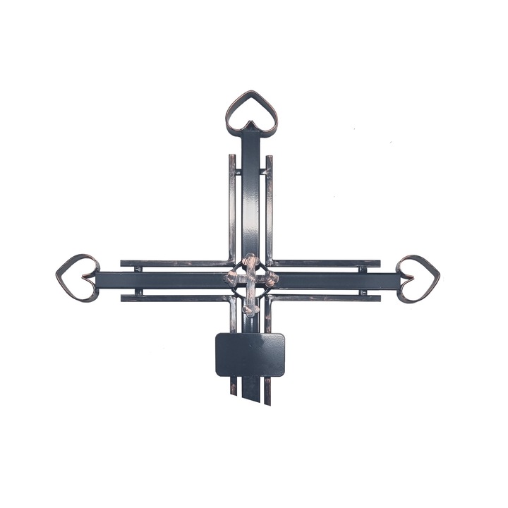 Cruce mormant, cimitir din metal 187 × 83 × 4 cm, negru lucios - eMAG.ro