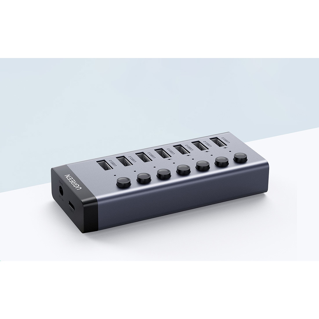 Hub 7 porturi USB 3.0, pentru PC sau laptop, indicator LED, Negru, MON ...