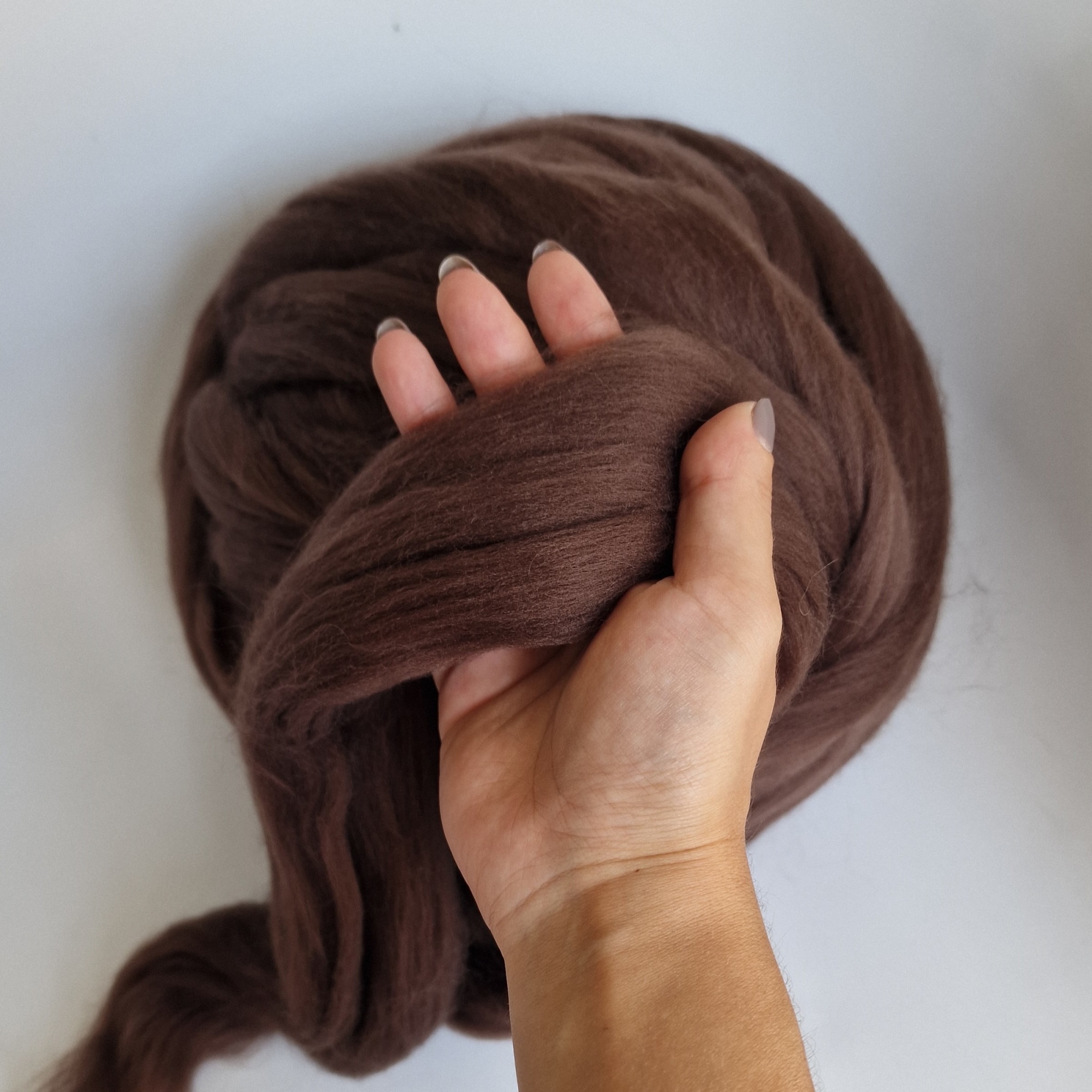Fir gigant pentru tricotat cu mana, lana merinos, maro ciocolatiu, 1 kg ...