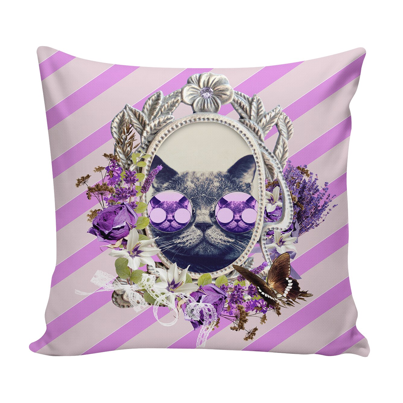 Perna decor printata, Flori FLO-016, 43x43 cm - eMAG.ro