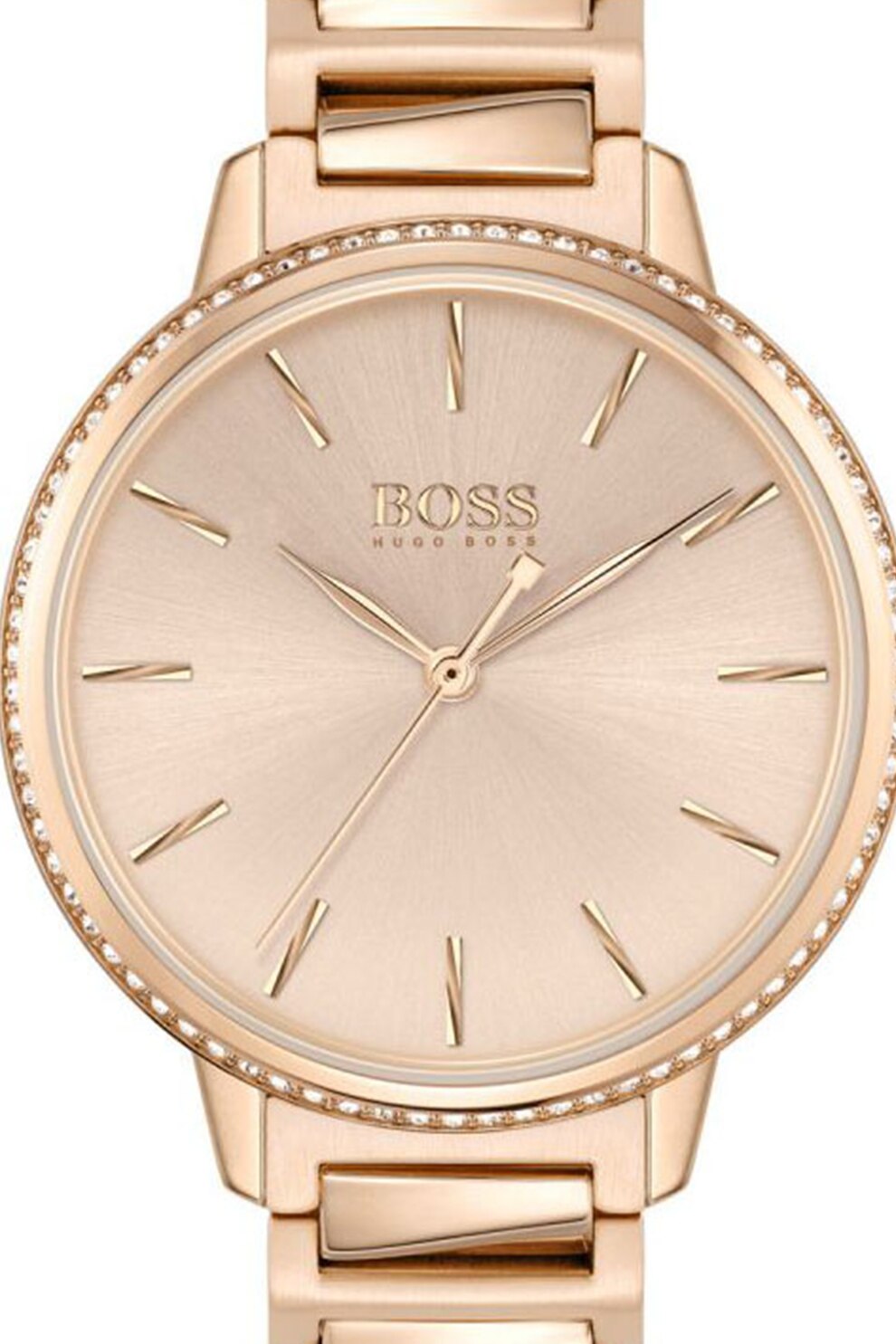 BOSS, Ceas din otel inoxidabil decorat cu cristale, Auriu rose - eMAG.ro