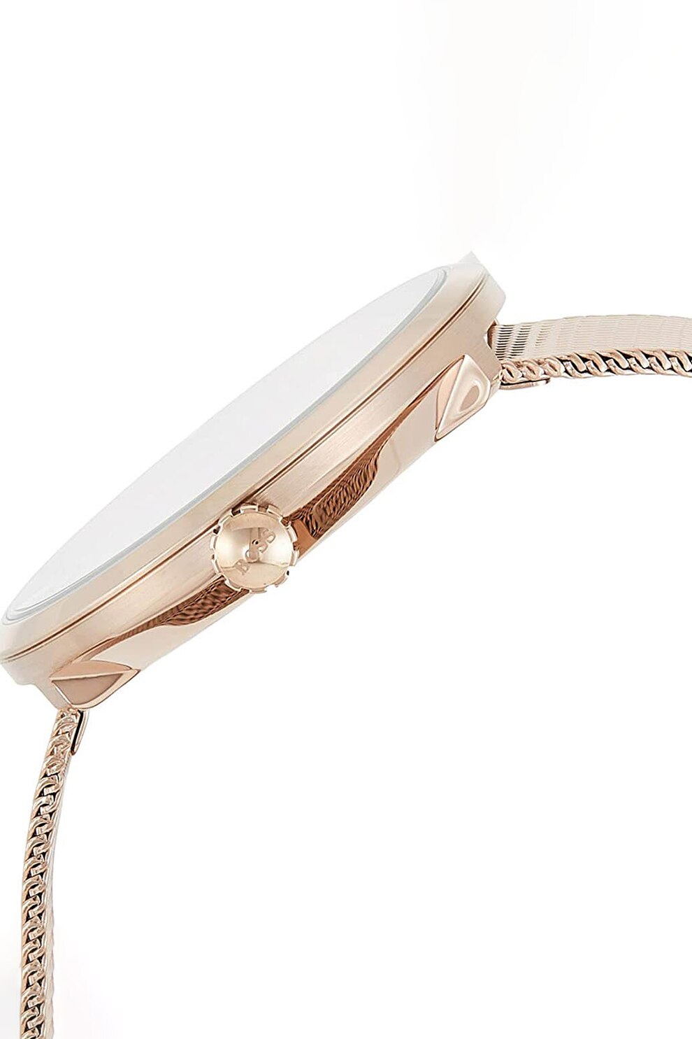 BOSS, Часовник с верижка от неръждаема стомана и кристали, Rose Gold ...