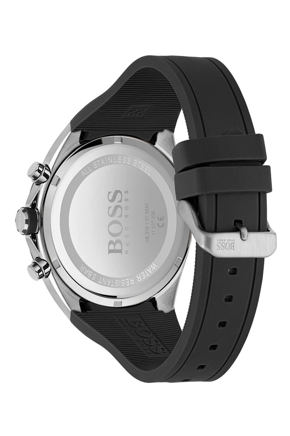 BOSS, Кварцов часовник с гумена каишка, Черен - eMAG.bg
