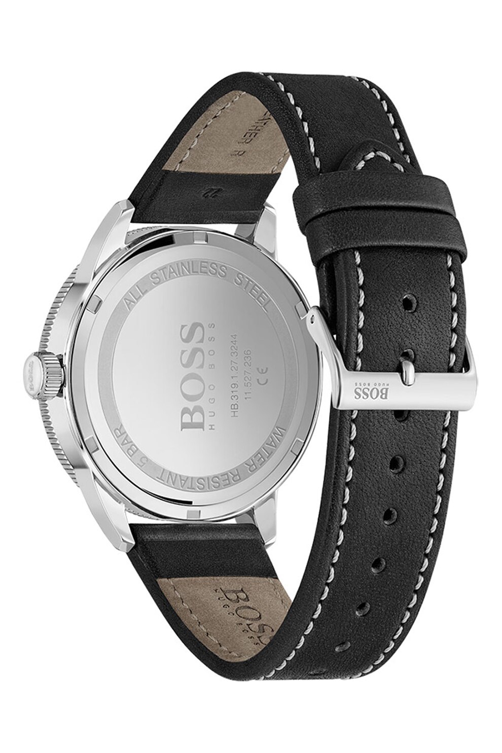 BOSS, Ceas analog cu cusaturi contrastante, Negru - eMAG.ro