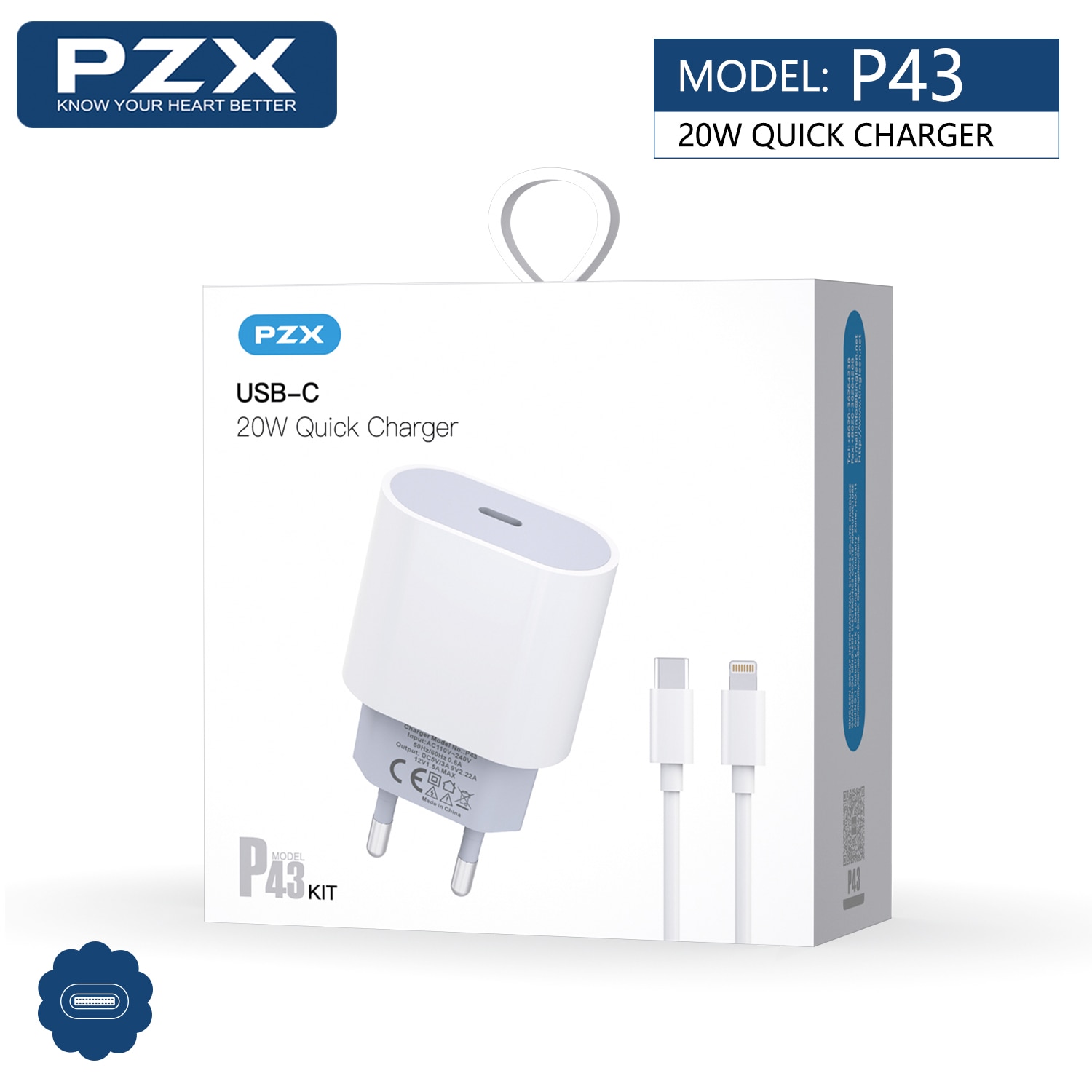 Зарядно устройство PZX, P43, PD Charge 20W, Type C - Lightning - eMAG.bg