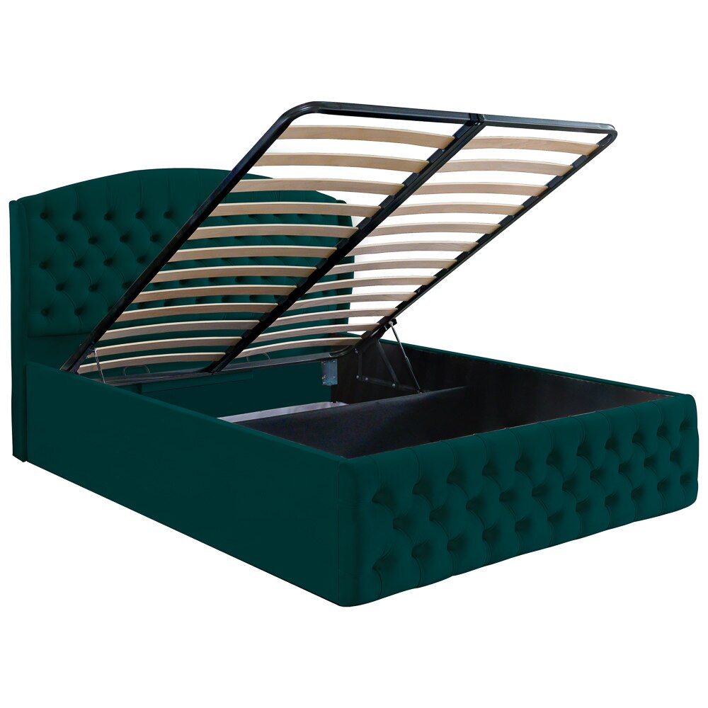 Pat dublu tapitat model Vancouver 180/200 cm culoare verde cu somiera ...