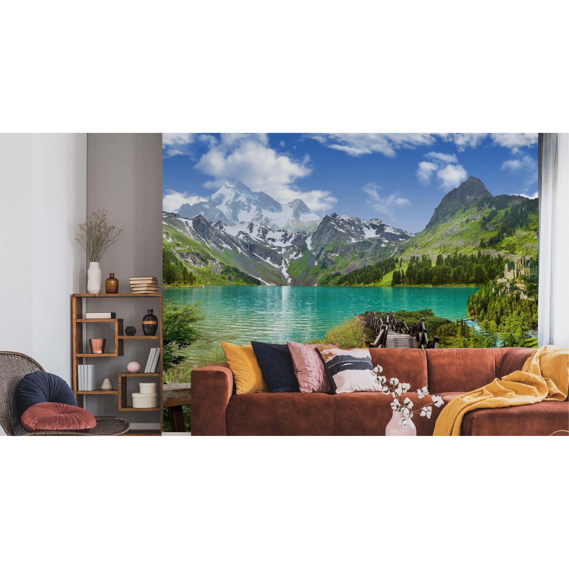 Fototapet Lal in Munti Padure Peisaj Efect 3D 180 x 120 cm Vlies, Decor ...