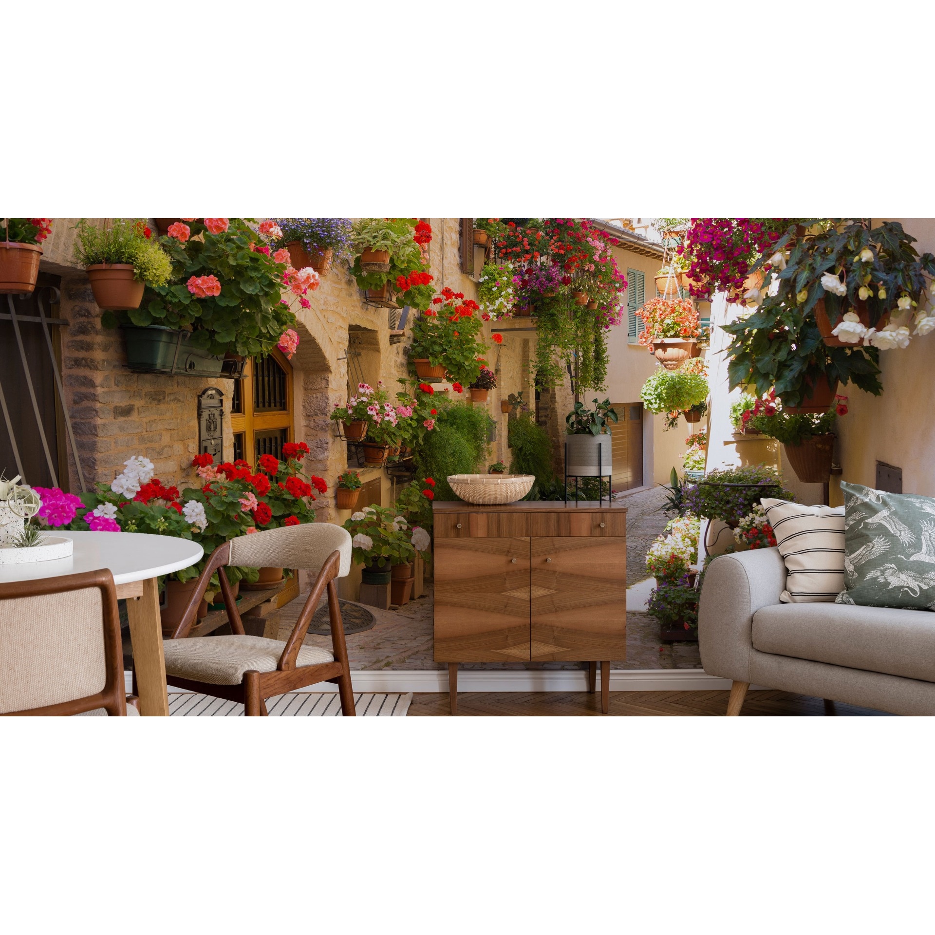 Fototapet Strada Flori 368 x 254 cm Vlies, Colorat, Arhitectura, Design ...