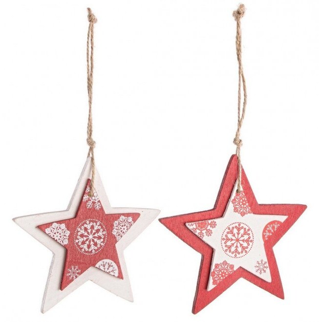 Set 24 ornamente lemn brad Stelute 11x11x0.8 cm - eMAG.ro