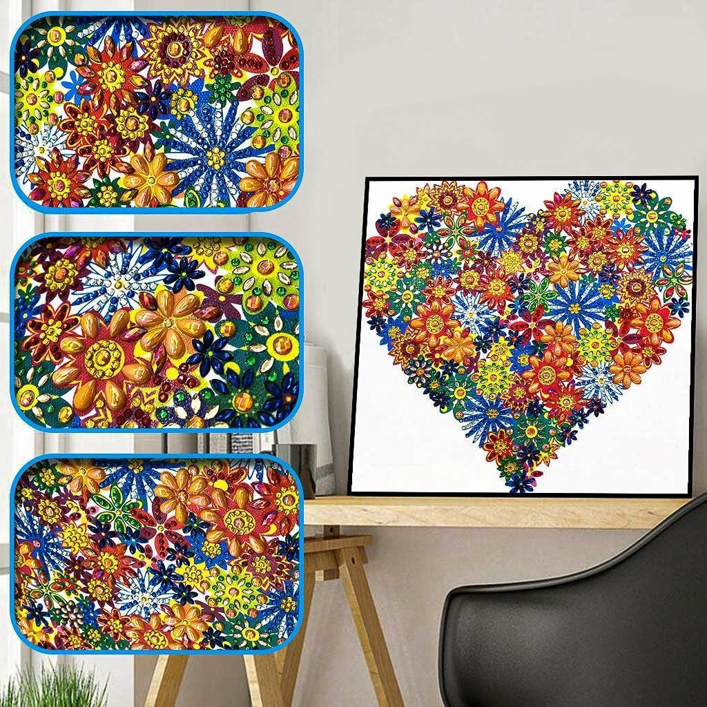 Set de broderie cu diamante 5d, Model inima, 30x30 cm, Serce ...