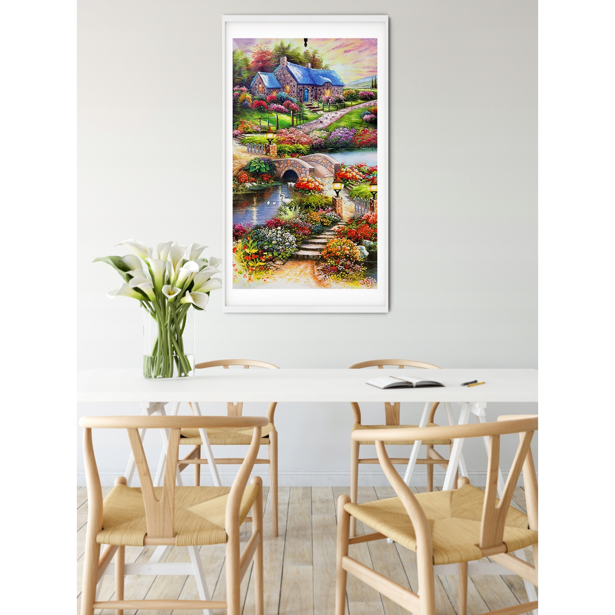 Set pictura cu diamante, Model lebada, 45x85 cm, Multicolor - eMAG.ro