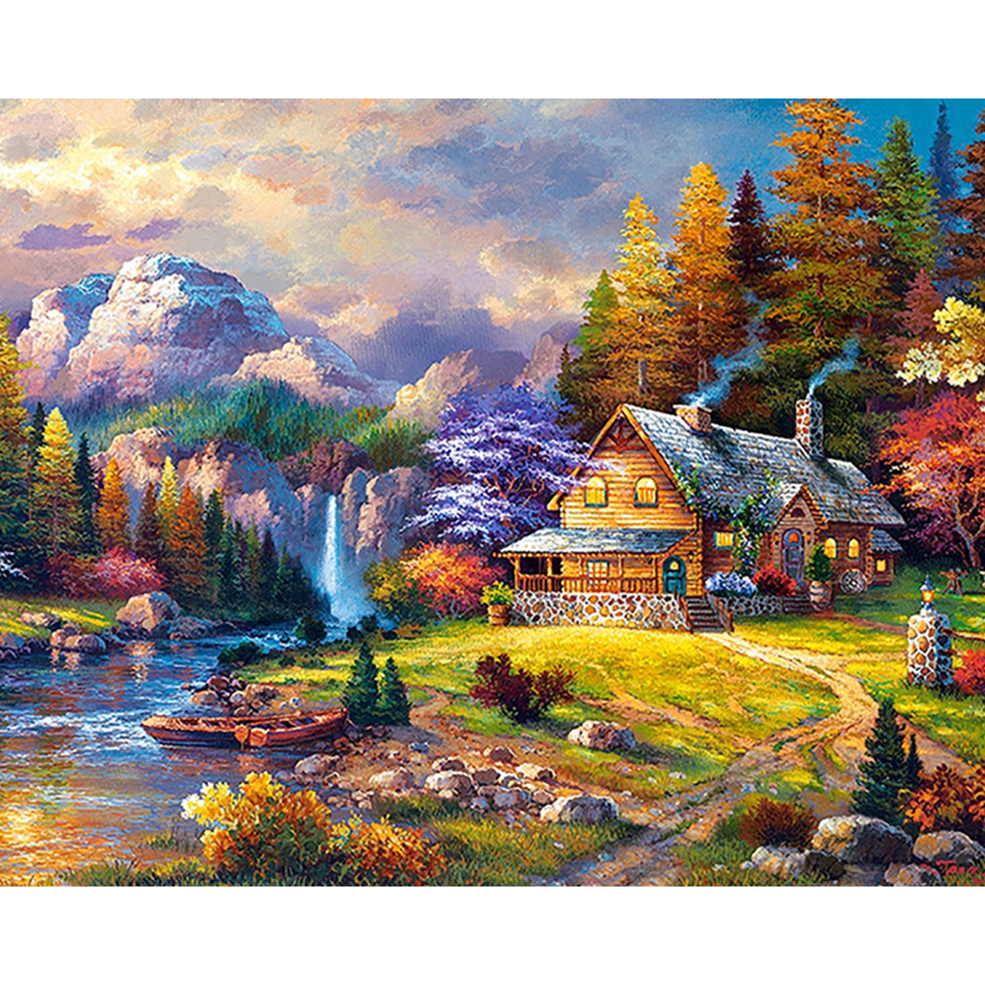 Set pictura cu diamante, Model peisaj, 55x75 cm, Multicolor - eMAG.ro