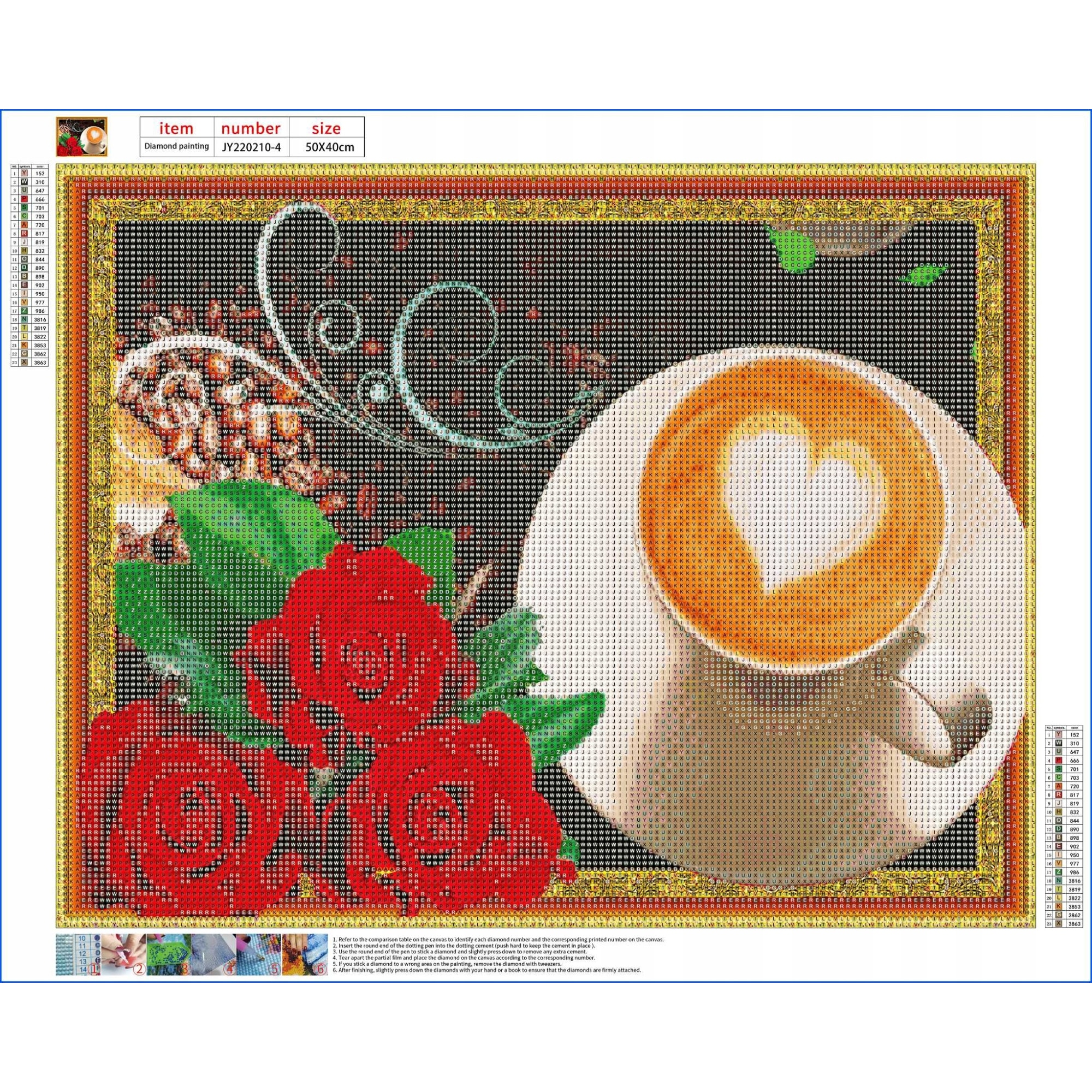 Set pictura cu diamante, Model cafea, 50x40 cm, Multicolor - eMAG.ro