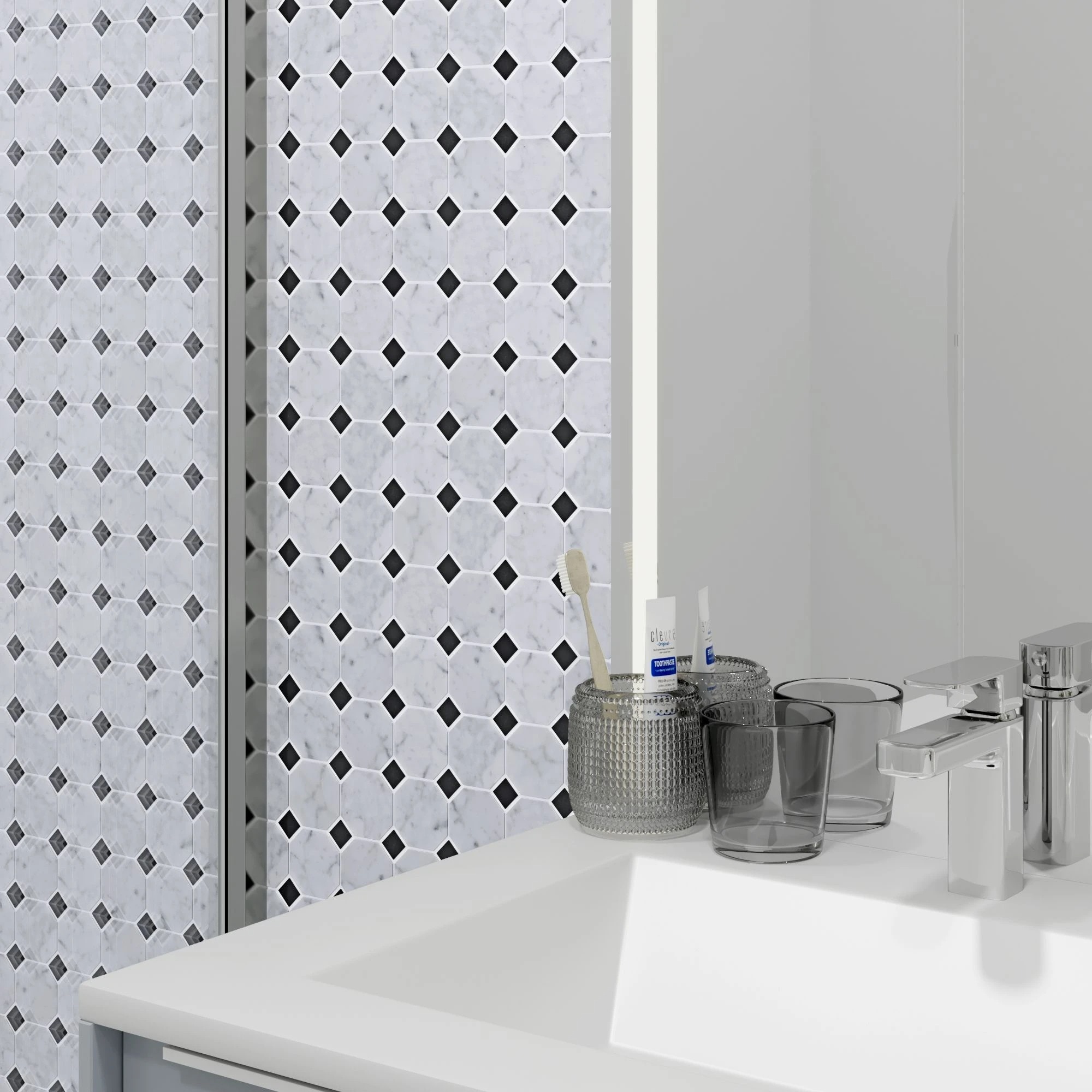 Mozaic din marmura 32 x 32 cm, Graphik Brit Classy, alb - eMAG.ro