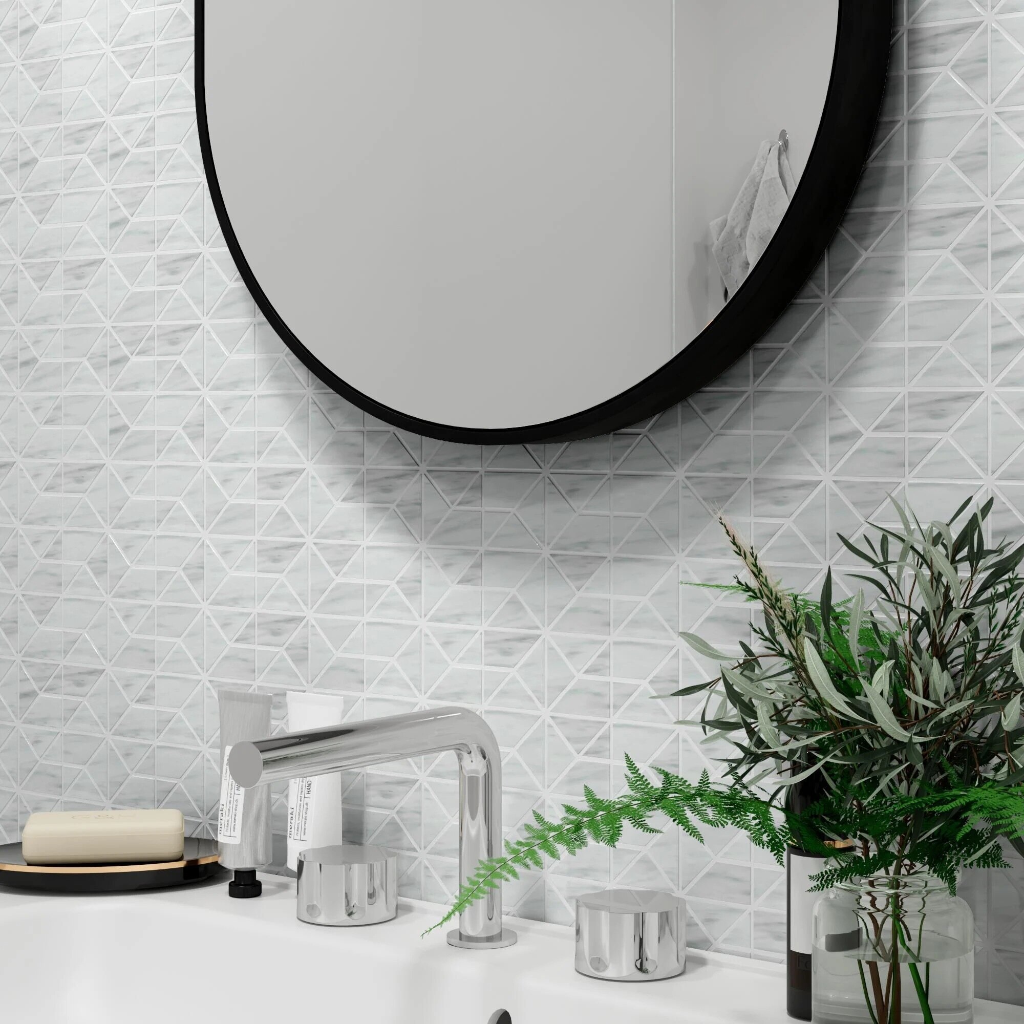 Mozaic din marmura 30 x 30 cm, Sekdem, alb - eMAG.ro