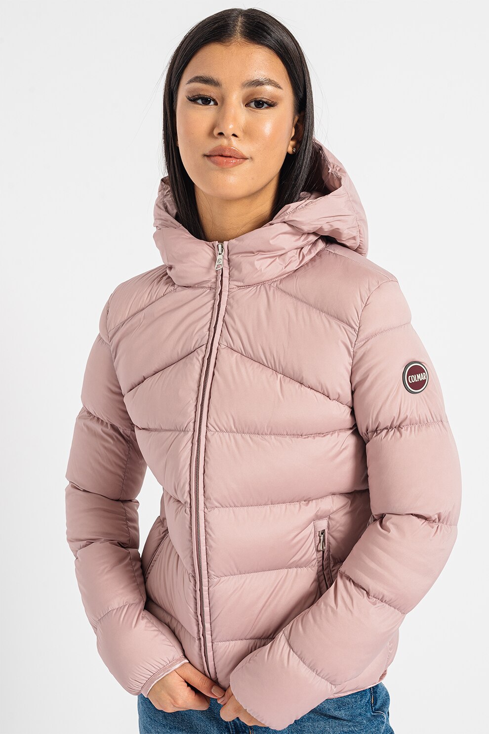 Colmar, Geaca cu umplutura de puf si gluga, Roz pastel, 44 - eMAG.ro