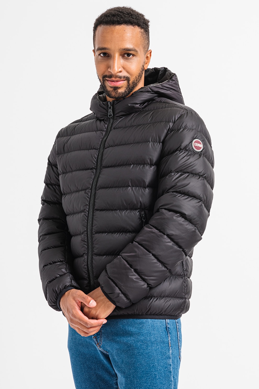 Colmar, Geaca cu umplutura de puf si gluga Concrete, Negru, 48 - eMAG.ro