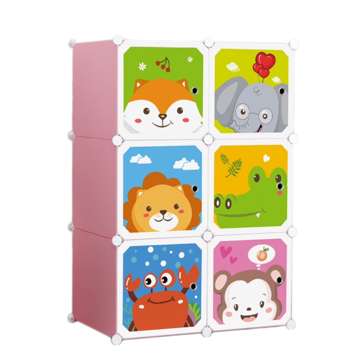 Dulap Modular Copii, 6 Compartimente, Naimeed D4383, Roz, 111x75x37 cm ...