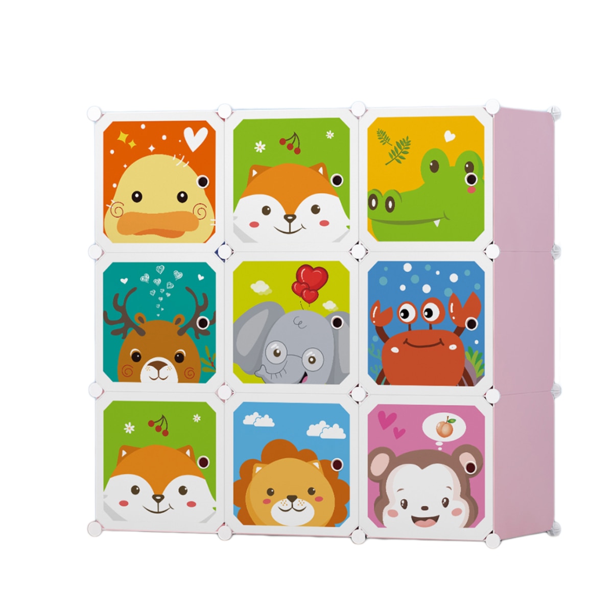 Dulap Modular Copii, 9 Compartimente, Naimeed D4388, Roz, 111x111x37 cm ...