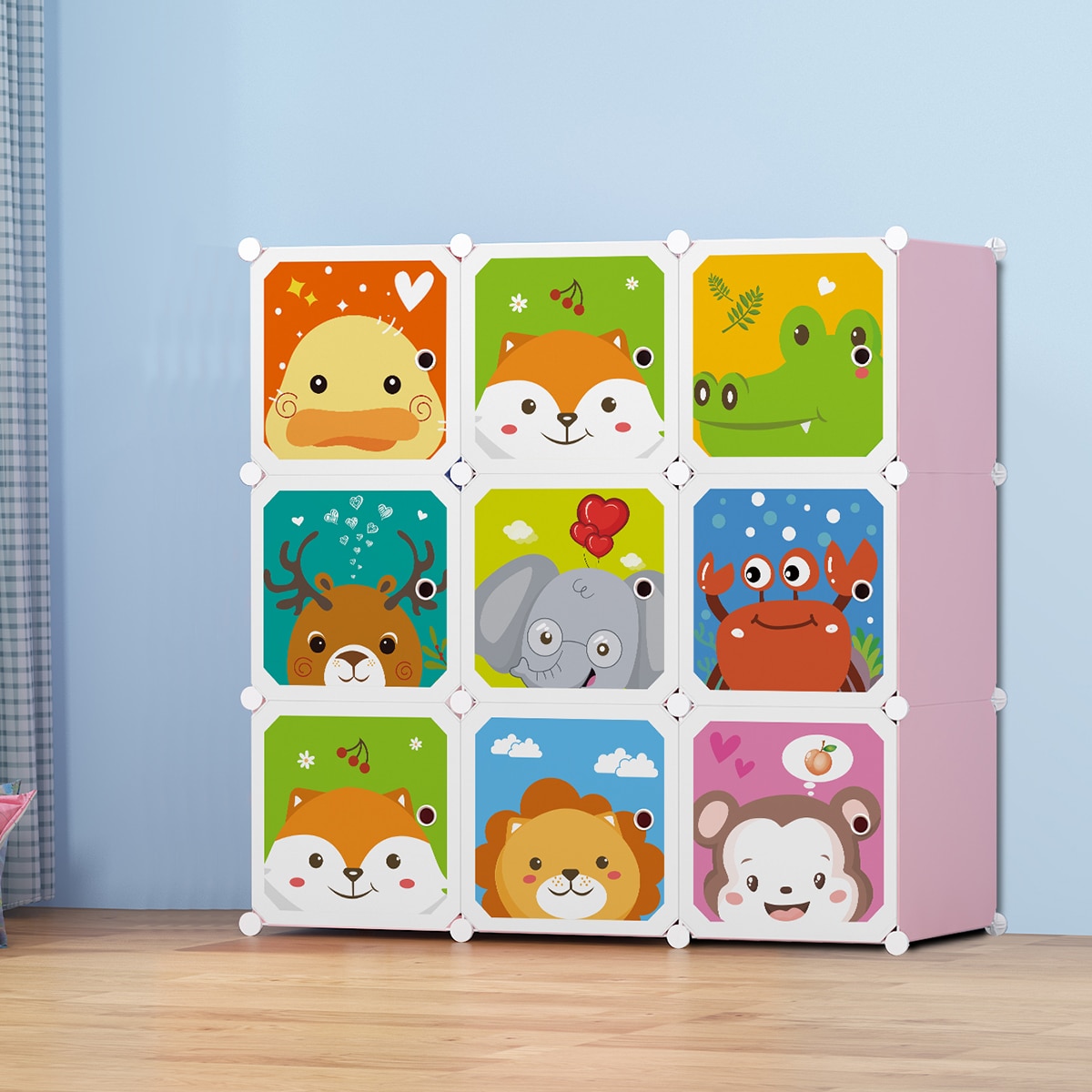 Dulap Modular Copii, 9 Compartimente, Naimeed D4388, Roz, 111x111x37 cm ...