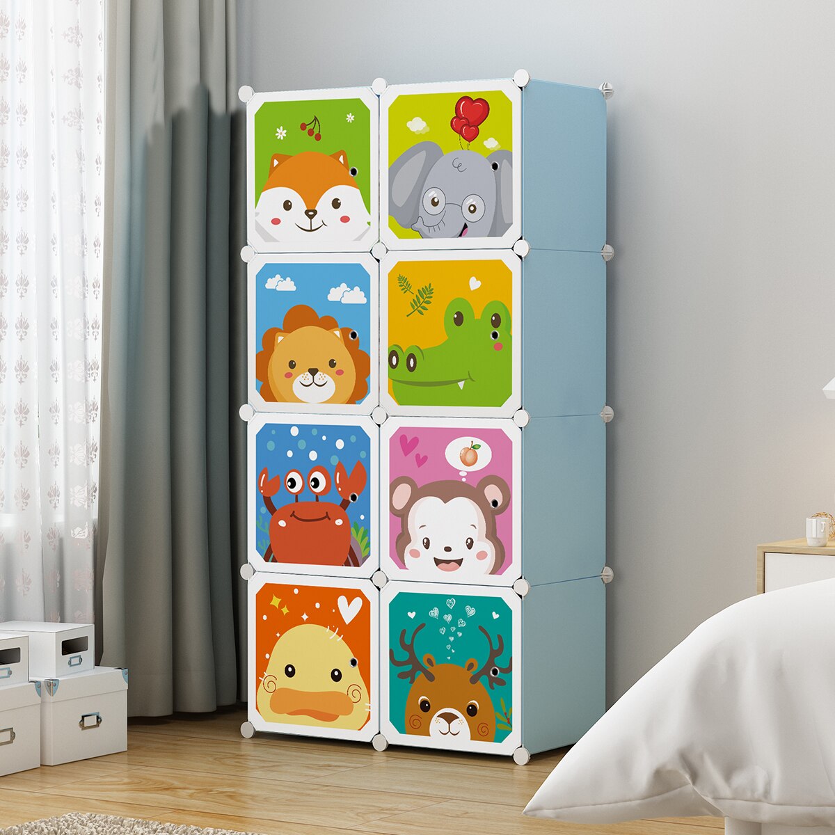 Dulap Modular Copii, 8 Compartimente, Naimeed D4393, Albastru ...