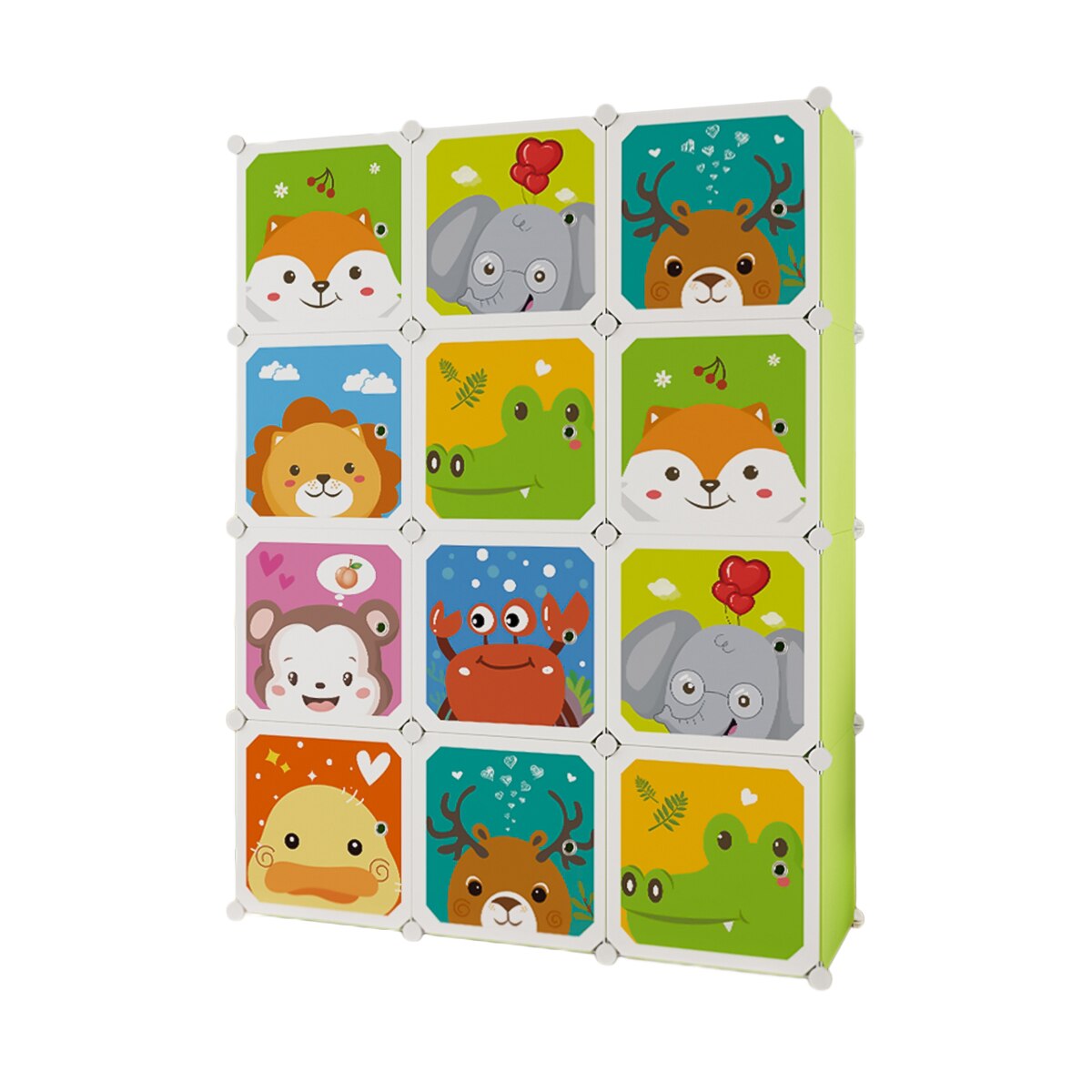 Dulap Modular Copii, 12 Compartimente, Naimeed D4400, Verde, 148x111x37 ...