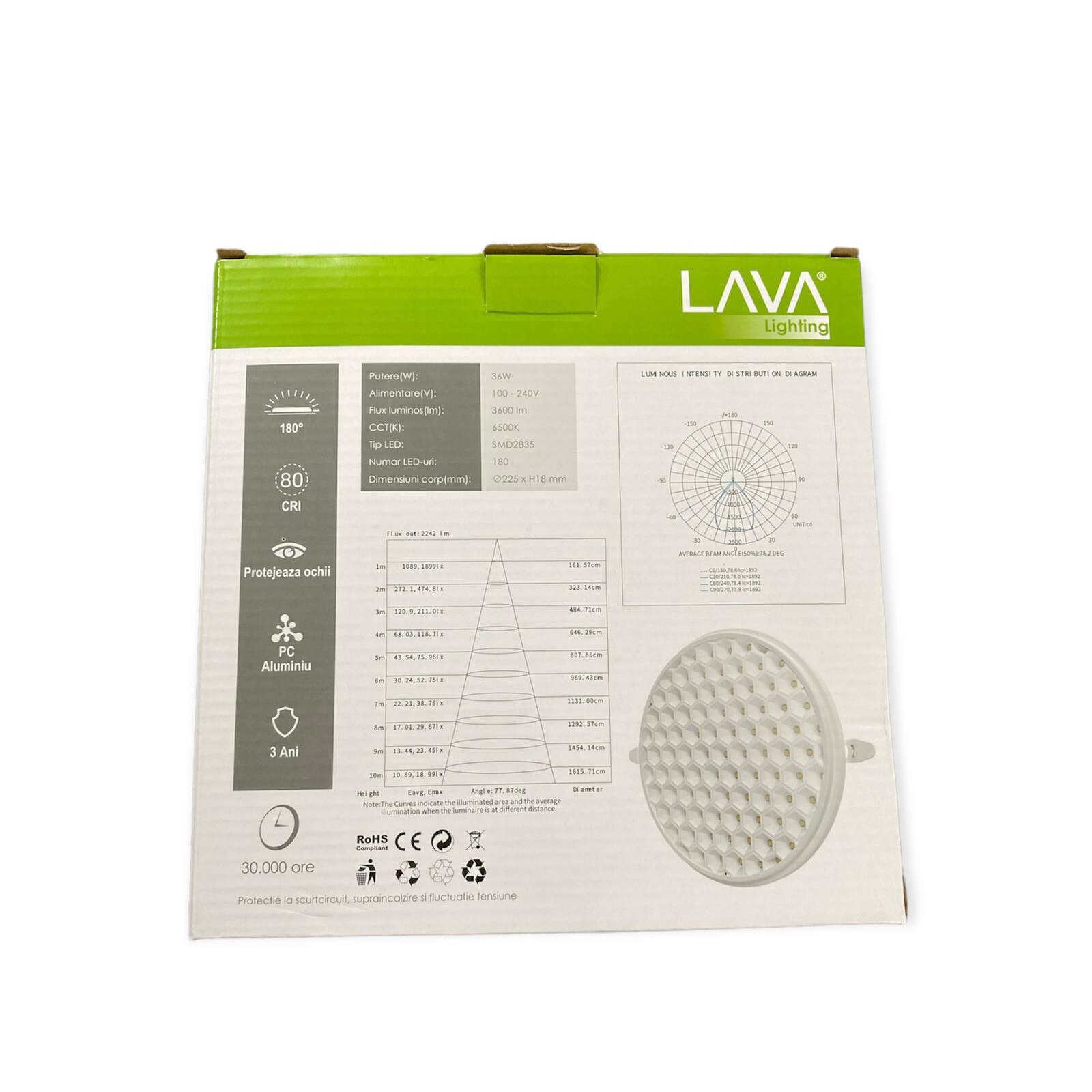 Spot led LAVA Lighting, reglabil, model fagure,180 leduri - eMAG.ro