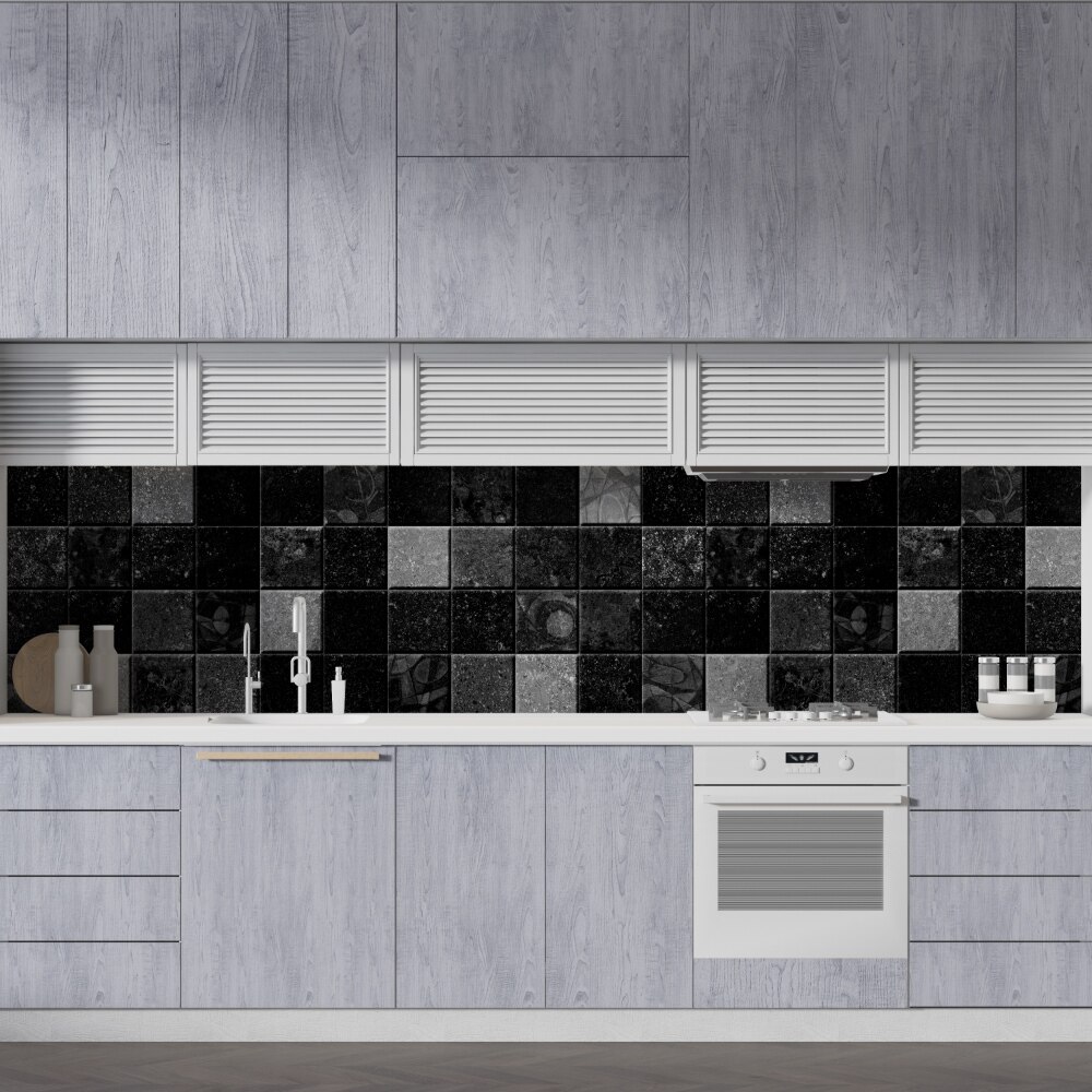 Autocolant faianta, laminat, Priti Global, mozaic piatra neagra, 60x200 ...