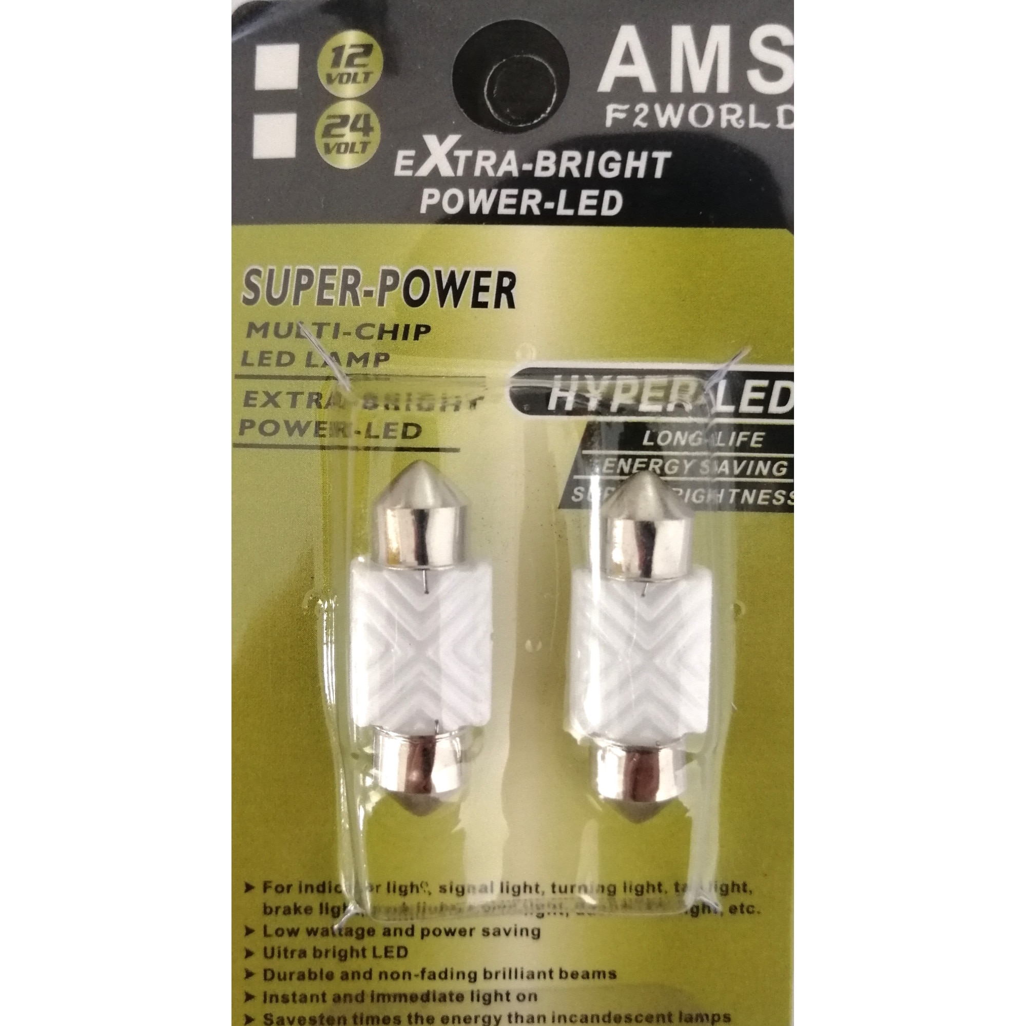 Set 2 becuri LED cu dioda ceramica 31mm 12V-24V lumina alba, in blister ...