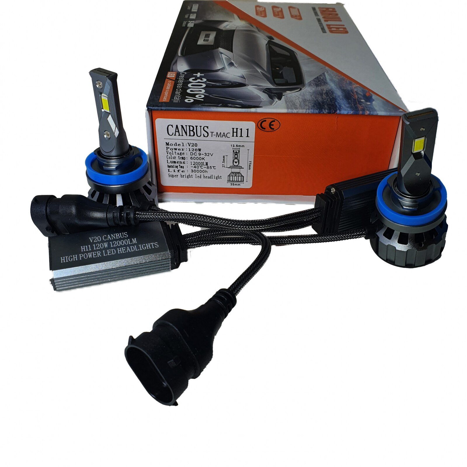 Set 2 becuri led tip soclu H11 model V20 120w cu CANBUS 12.000 lumeni ...