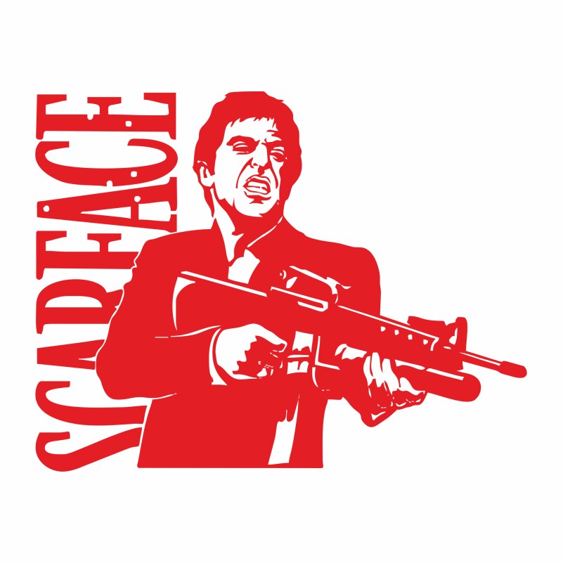 Sticker auto Scarface, Rosu, 25 cm - eMAG.ro