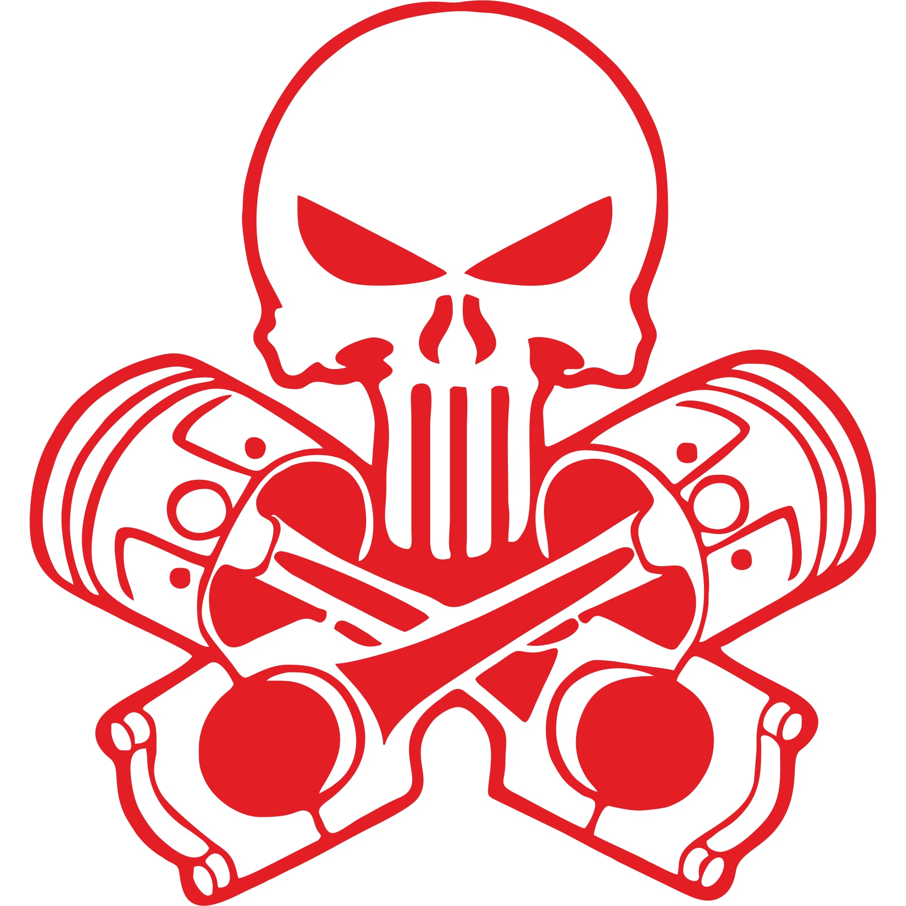 Sticker auto Skull Pistons, Rosu, 30 cm - eMAG.ro