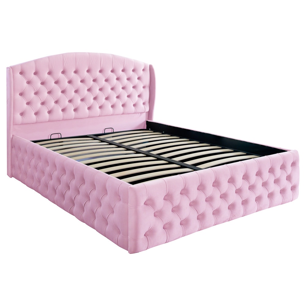 Pat dublu tapitat model Vancouver Deluxe 140/200 cm culoare roz cu ...