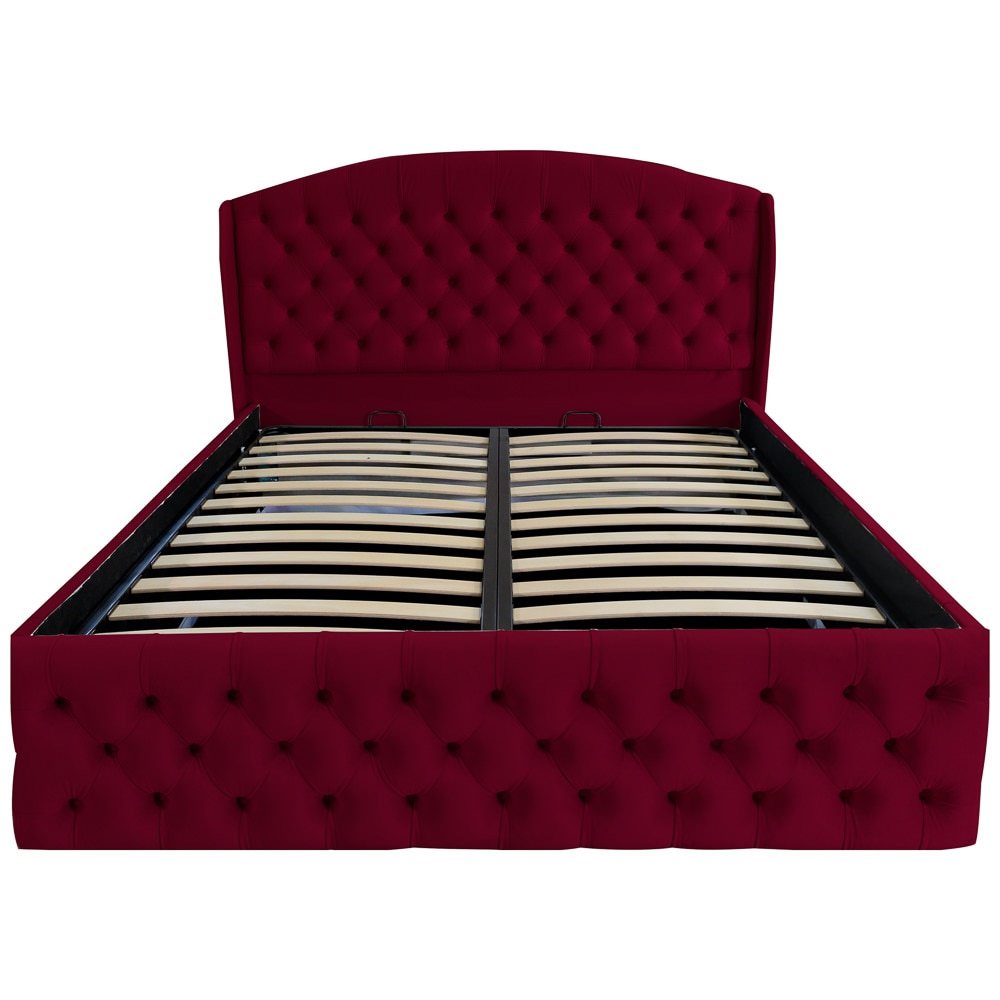 Pat dublu tapitat model Vancouver Deluxe 180/200 cm culoare visiniu cu ...