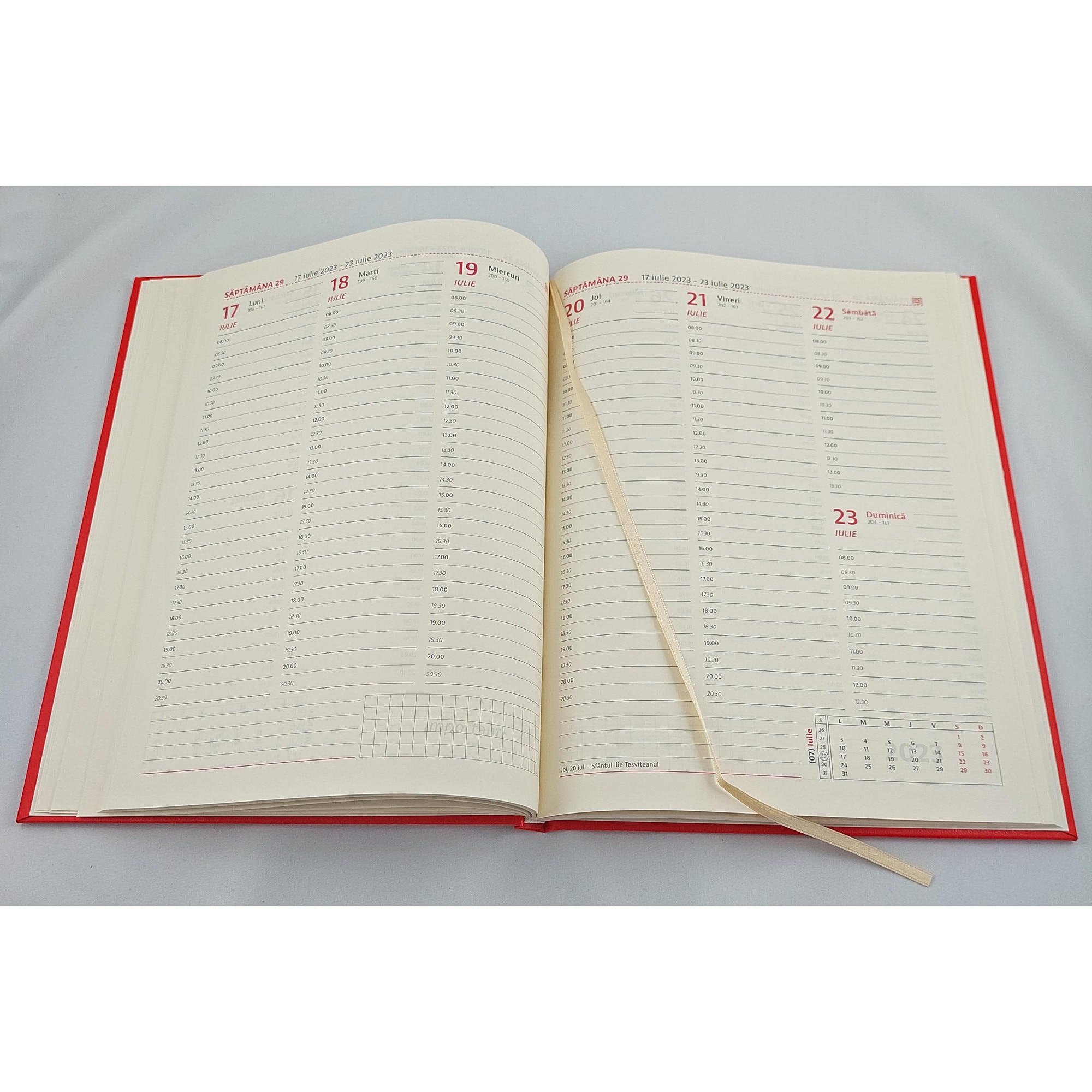 Agenda A4 datata 2023 coperta buretata rosie cu bloc cusut pentru ...