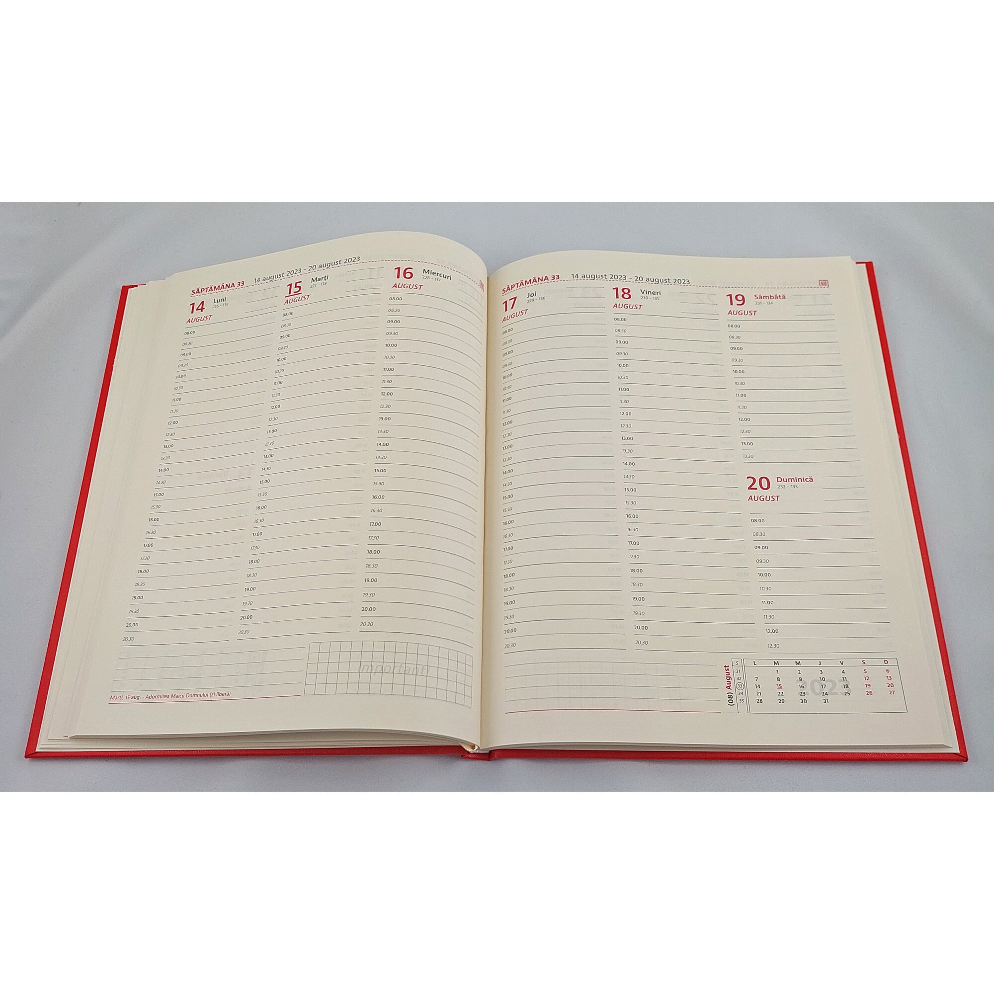 Agenda A4 datata 2023 coperta buretata rosie cu bloc cusut pentru ...