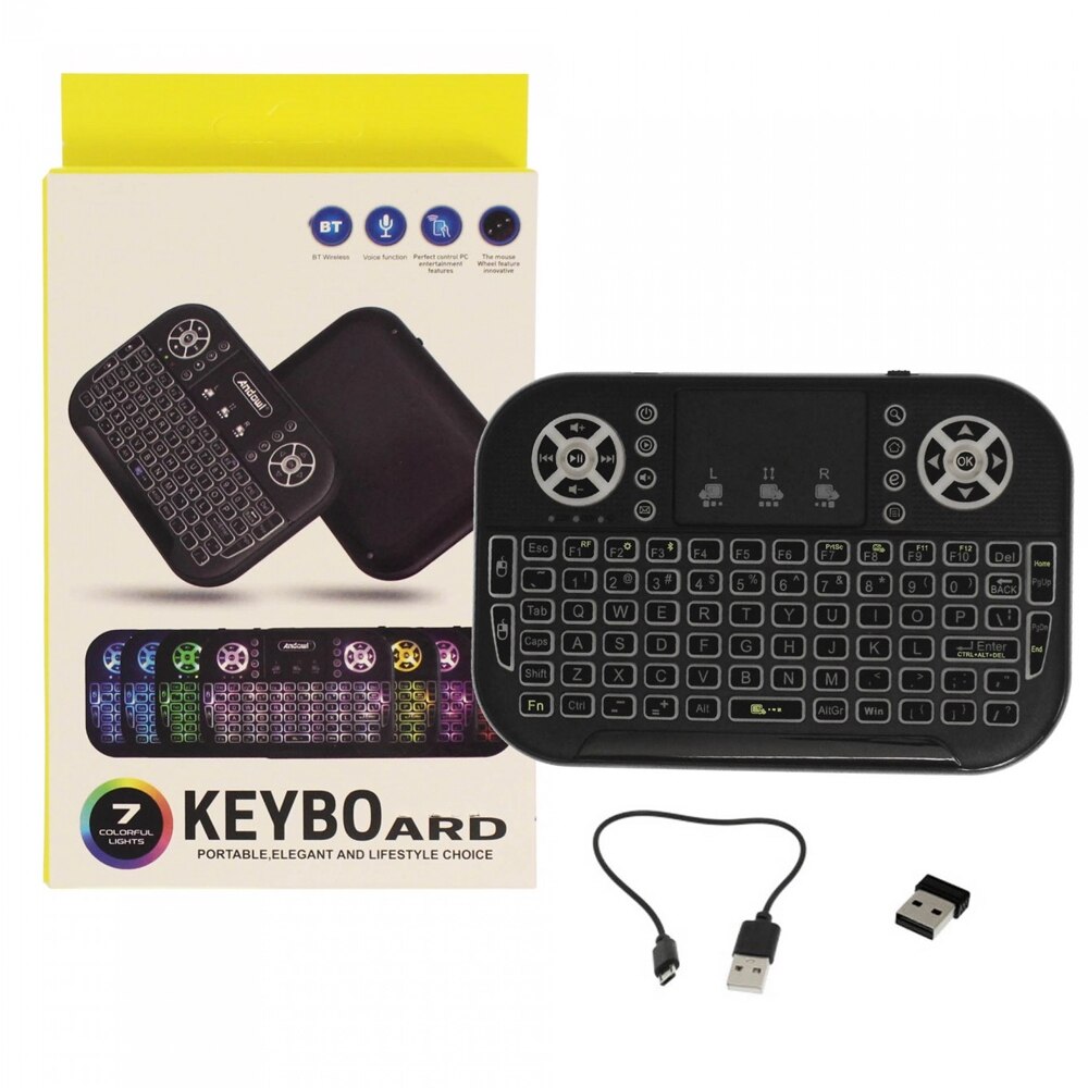 Tastatura cu touchpad Wireless 2.4G Iluminare RGB baterie cu litiu ...