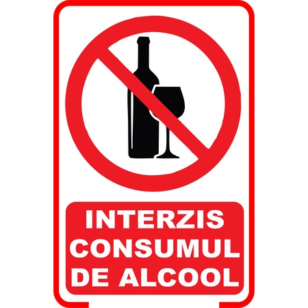 Semn Indicator, Interzis Consumul de Alcool, Autocolant Printat, 10x15 ...